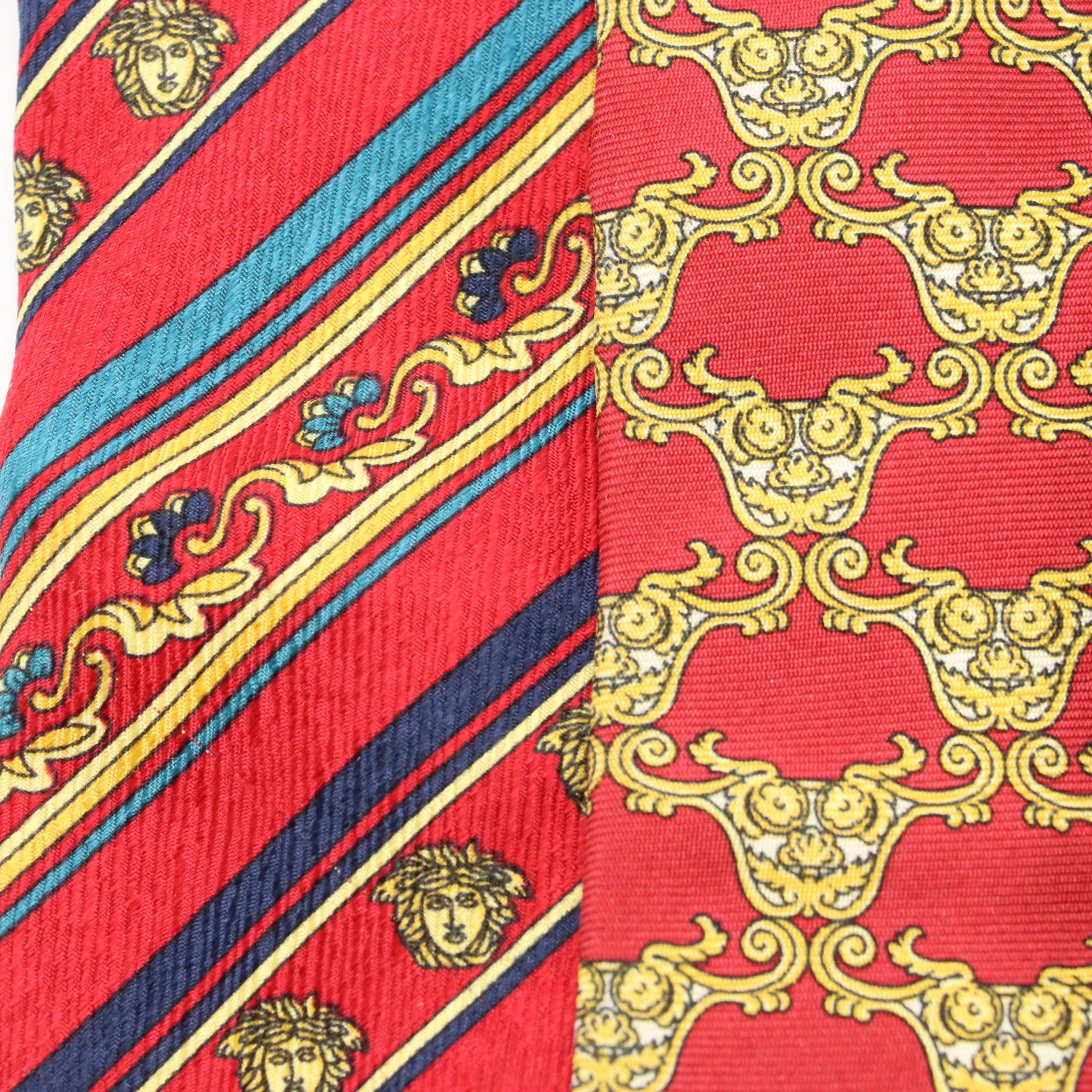 Men's Gianni Versace Primary Color Patterned Silk Neck Ties | EBTH