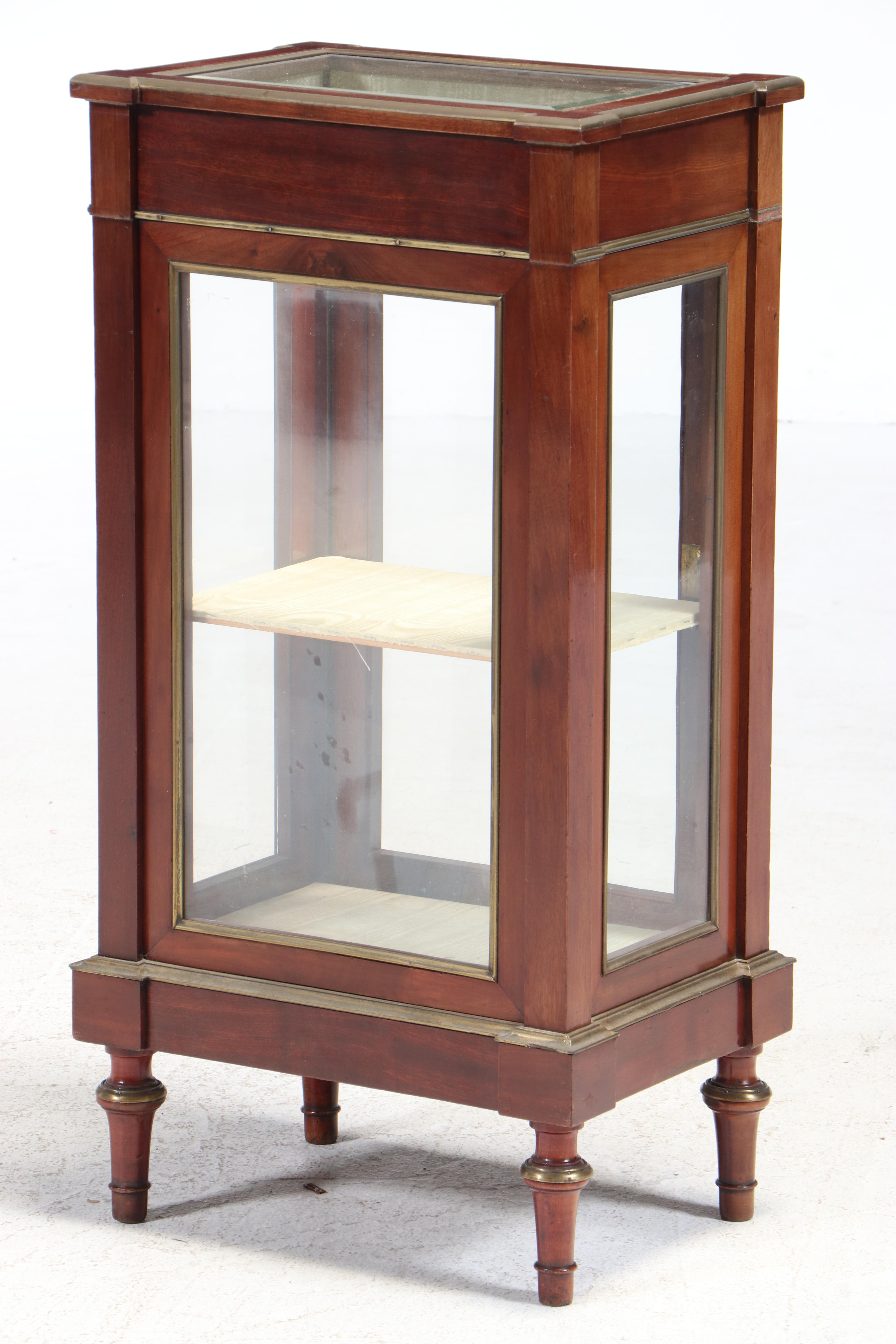 Louis VXI Style Mahogany Pillar Vitrine with Brass Details | Everything ...