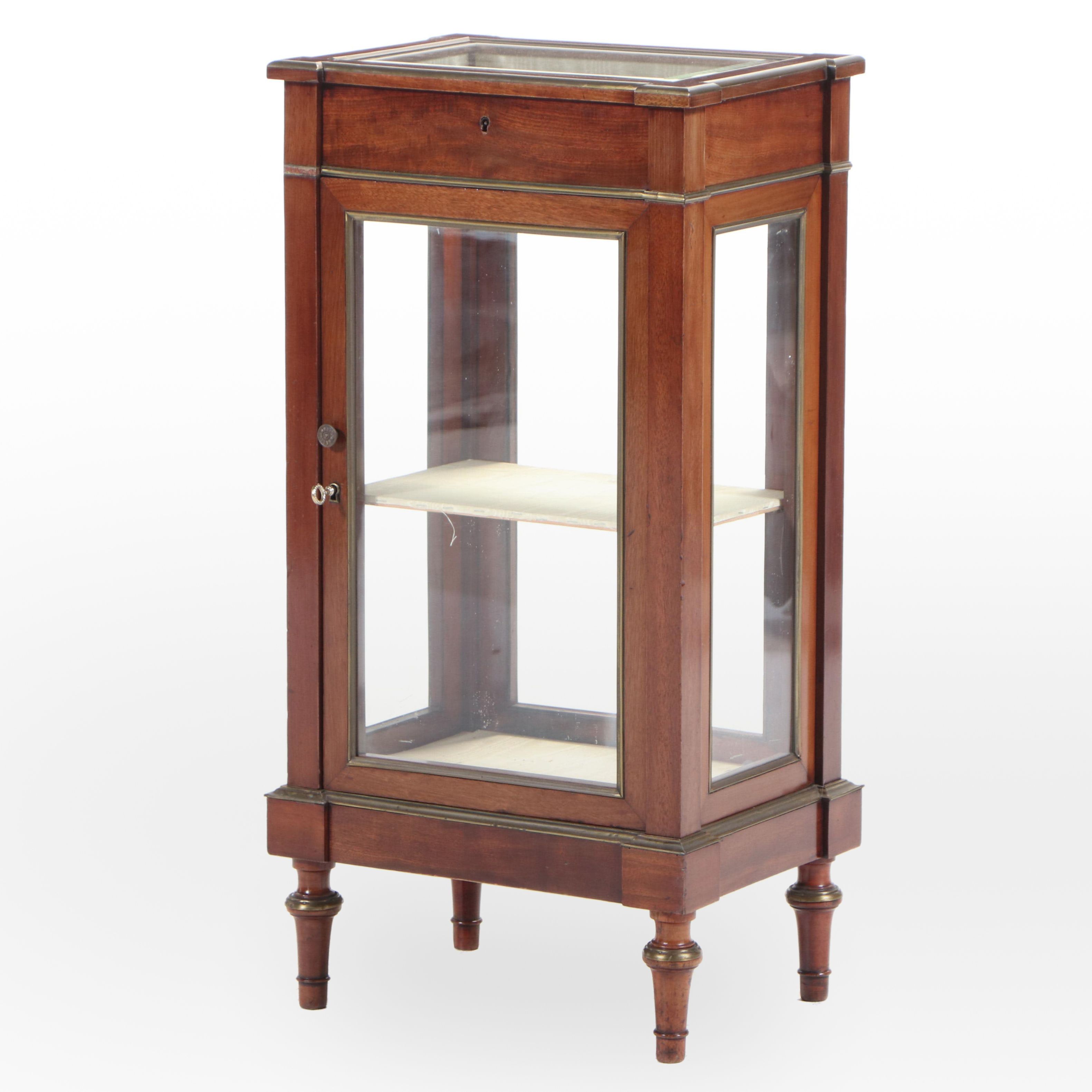 Louis VXI Style Mahogany Pillar Vitrine with Brass Details | Everything ...