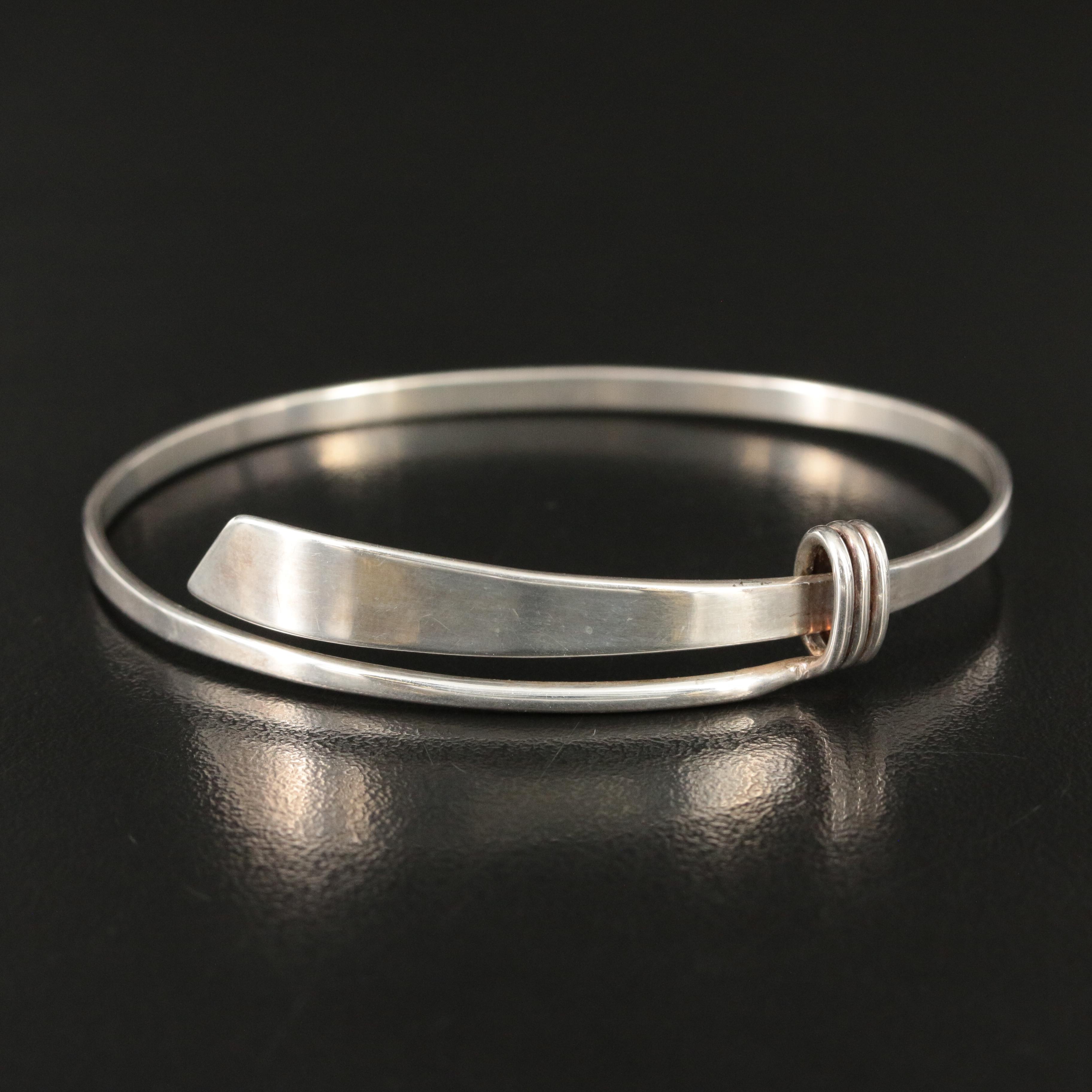 Vintage Ed Levin Sterling Expandable Crossover Bangle | EBTH