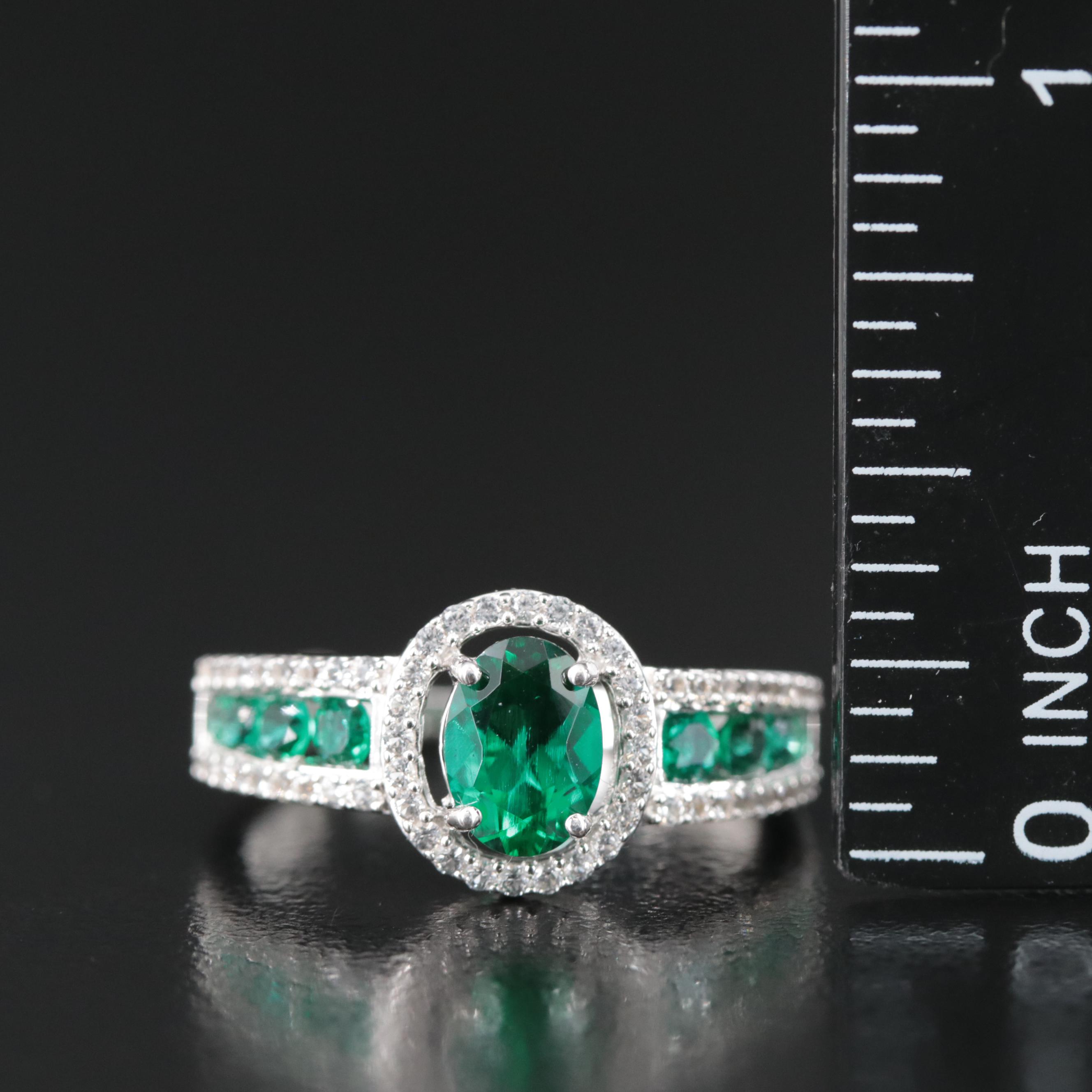 Sterling Emerald and Sapphire Ring | EBTH