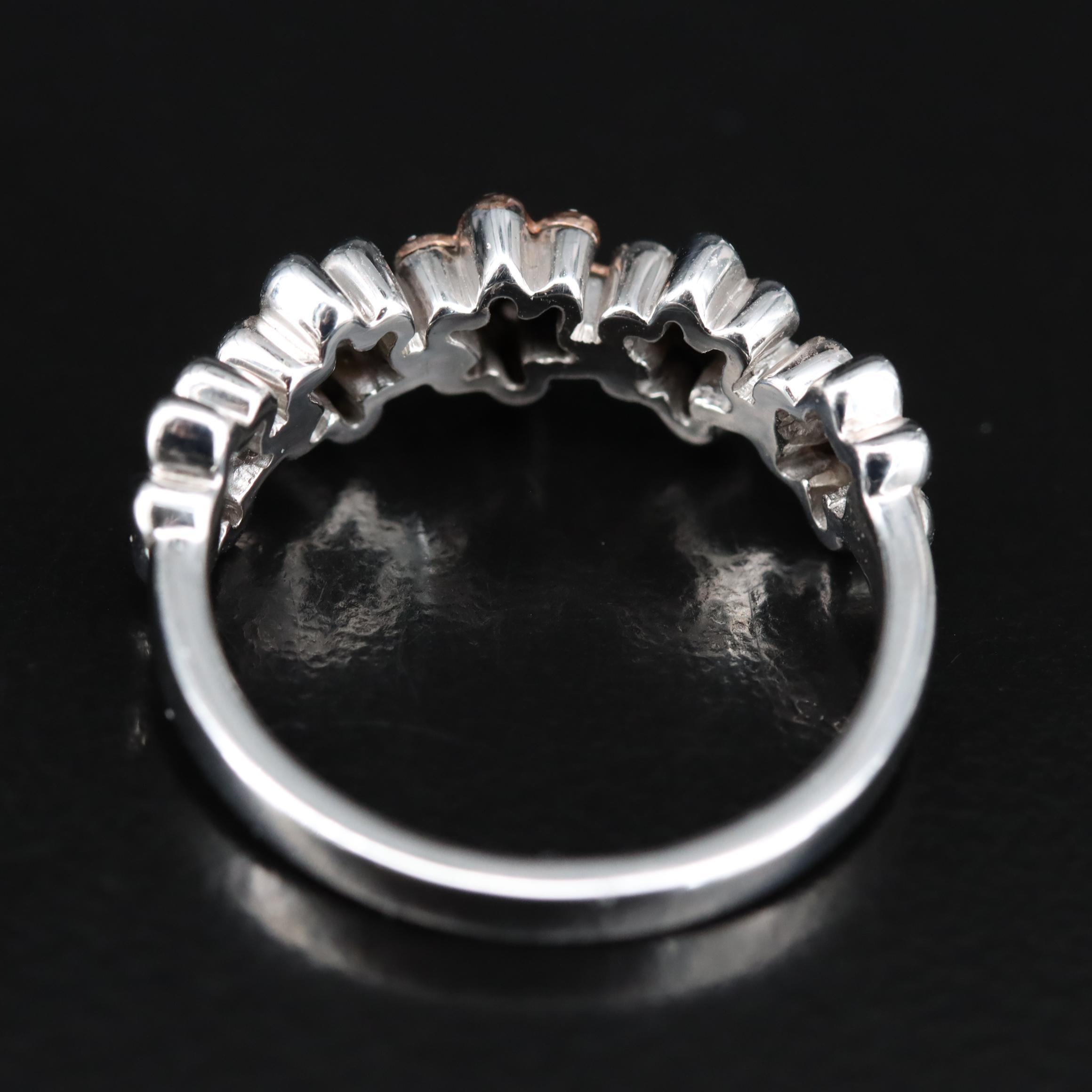 Sterling Diamond Paw Print Ring with 10K Rose Gold Accent | EBTH