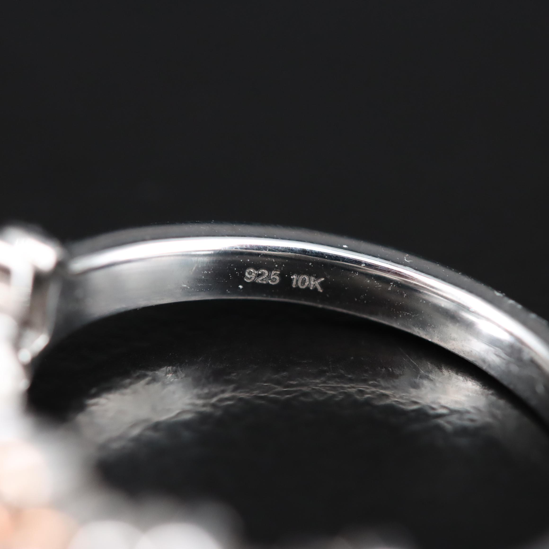 Sterling Diamond Paw Print Ring with 10K Rose Gold Accent | EBTH