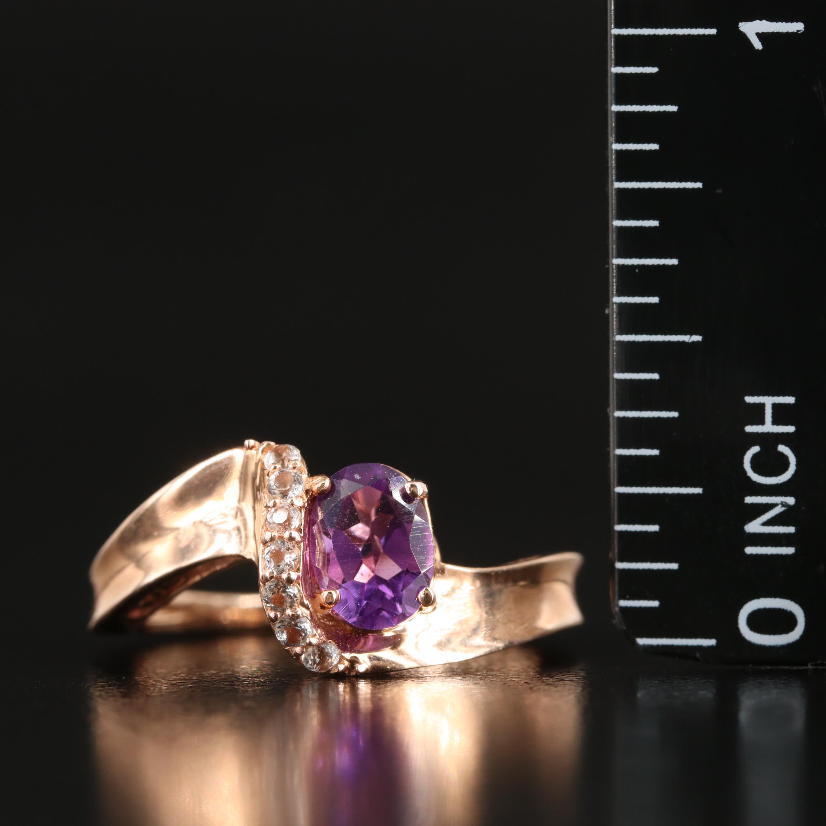 10K Rose Gold Amethyst and Sapphire Ring | EBTH