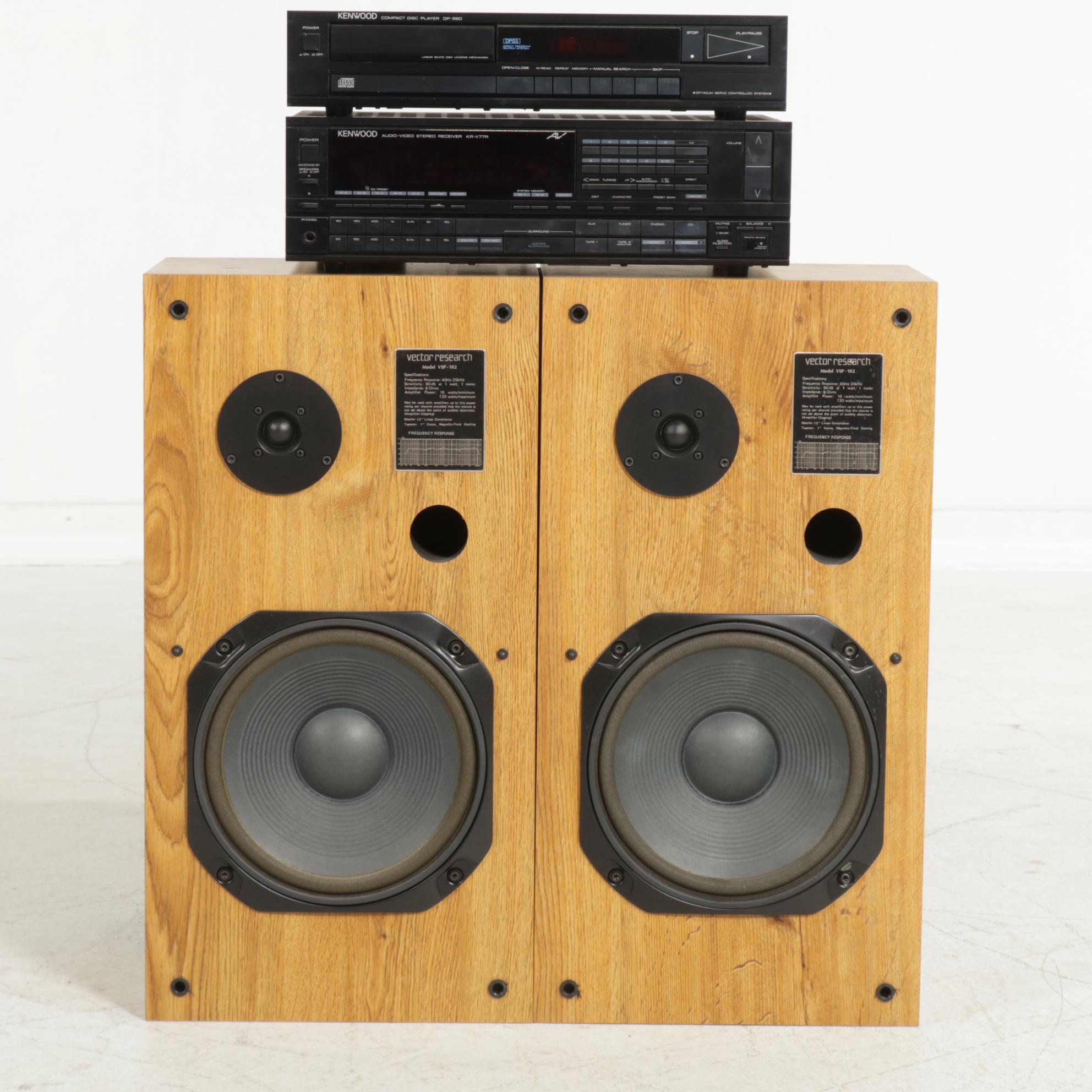 Pair of Vector Research Floor Speakers with Kenwood CD Player and AV ...