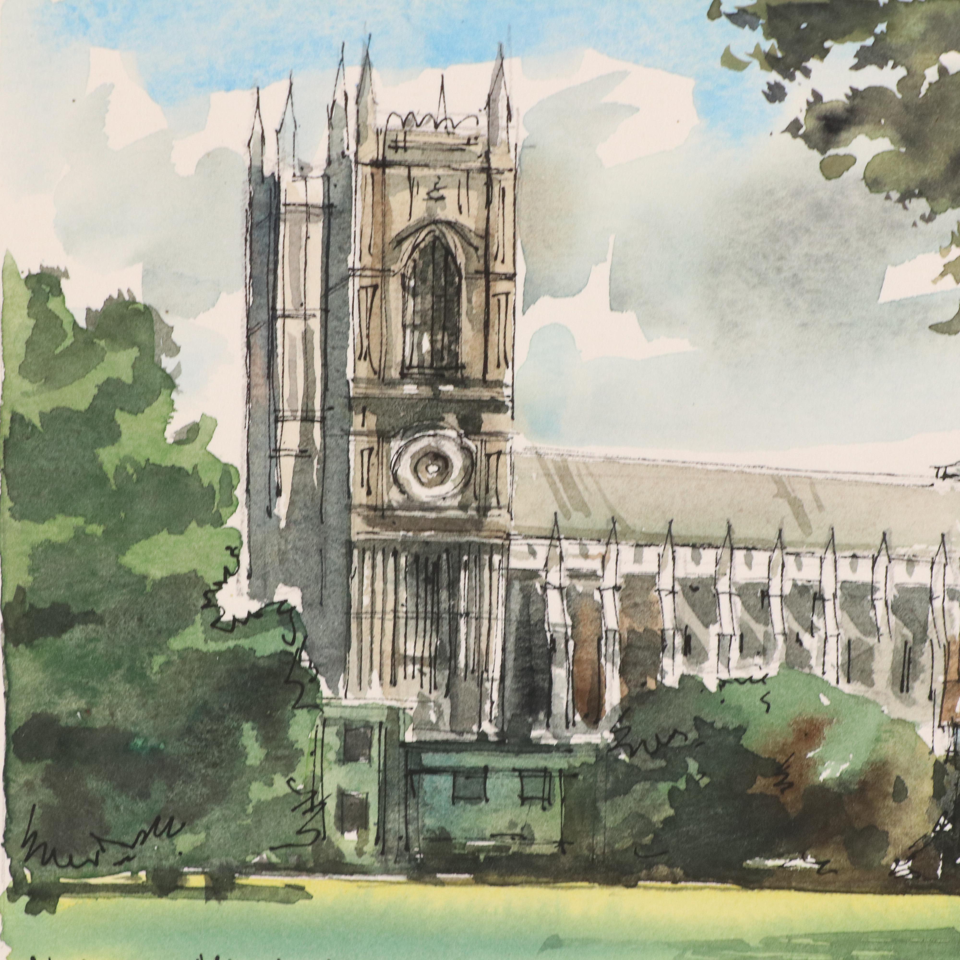 Byron Reed Watercolor Painting of a Landscape with House, 1967, and ...