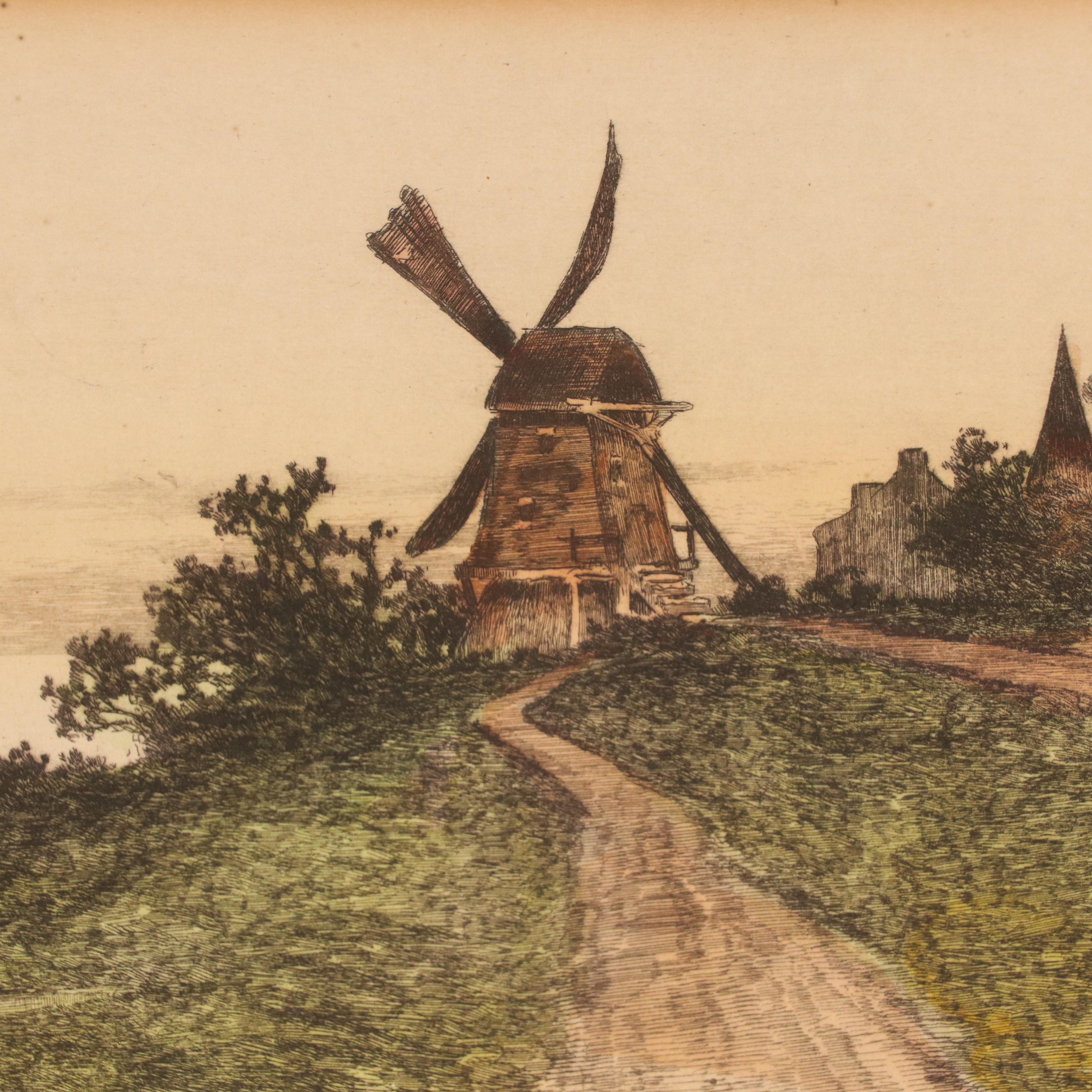 Ernest Rost Etching "The Road to the Mill," Late 19th/ Early 20th ...