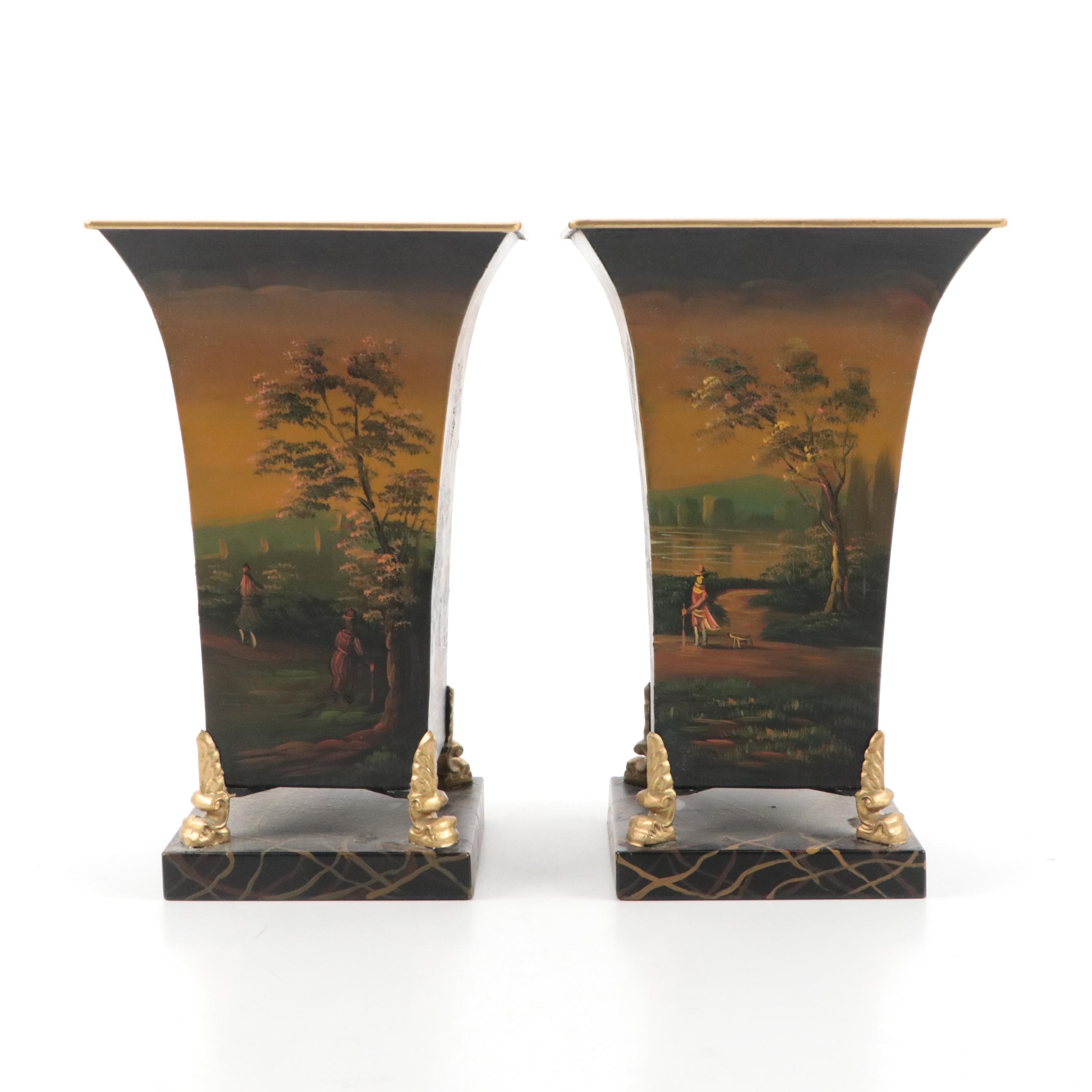 Hand-Painted Toleware Vases | EBTH