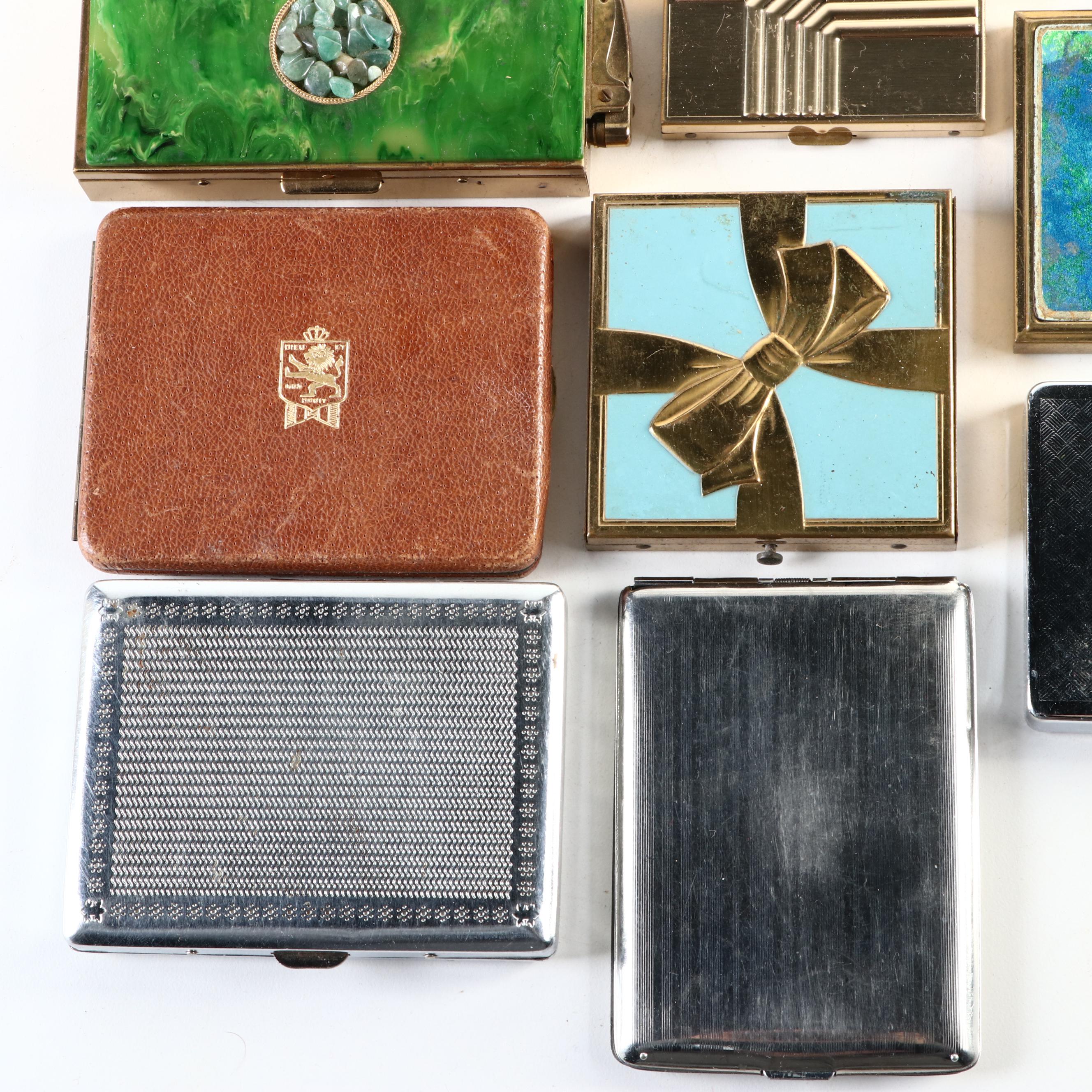 Gemstone, Enamel, Brass and Metal Makeup Compacts, Cigarette Cases | EBTH