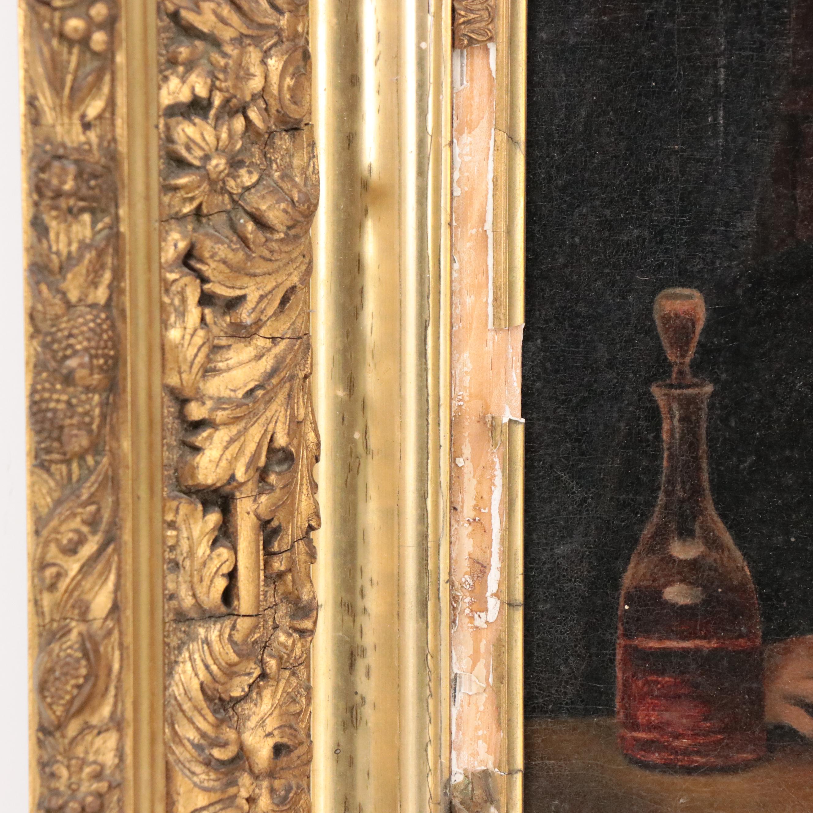 Oil Painting of Two Men Playing Checkers, Late 19th/ Early 20th Century ...