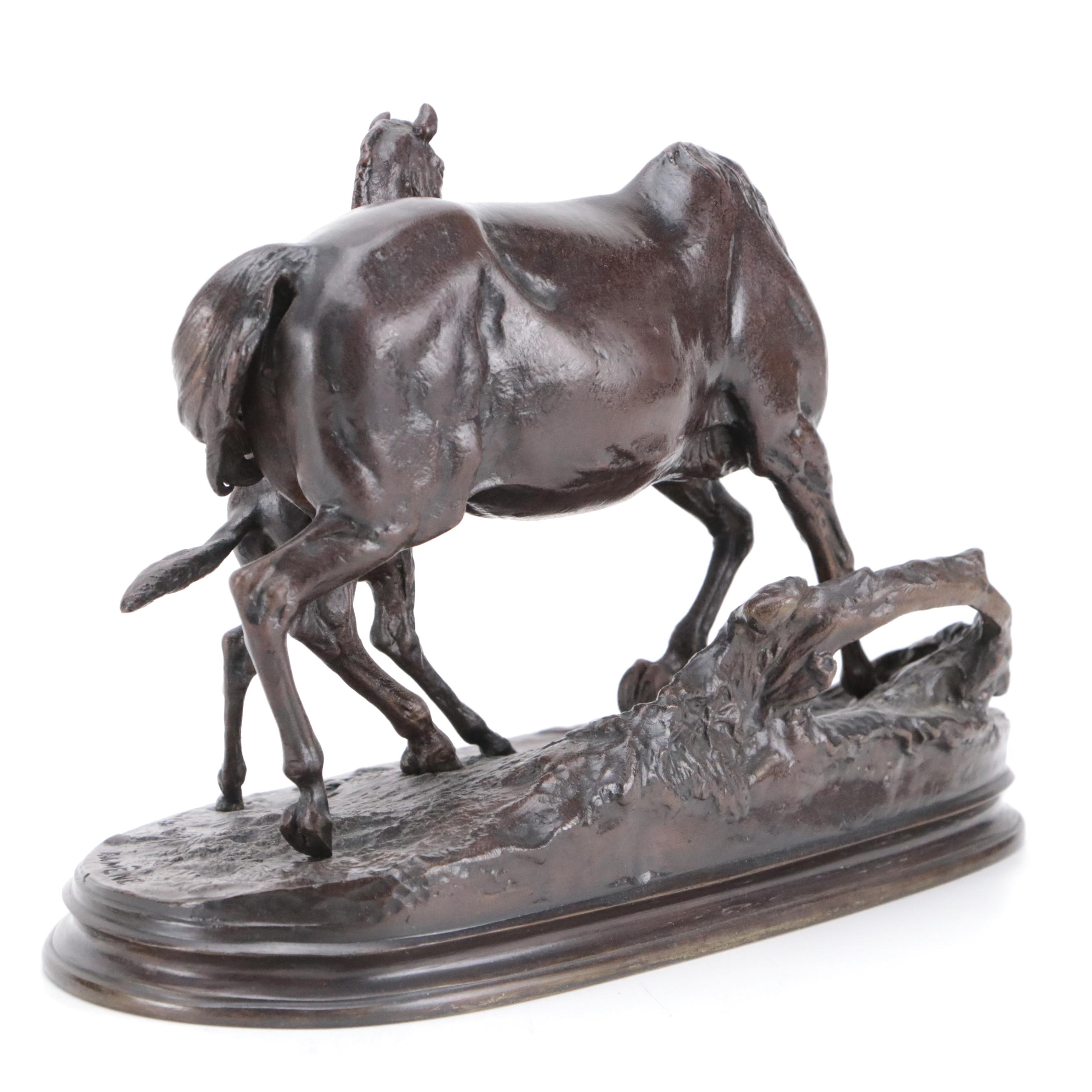 Metal Sculpture After Pierre Jules Mene "Mare with Rearing Colt" | EBTH