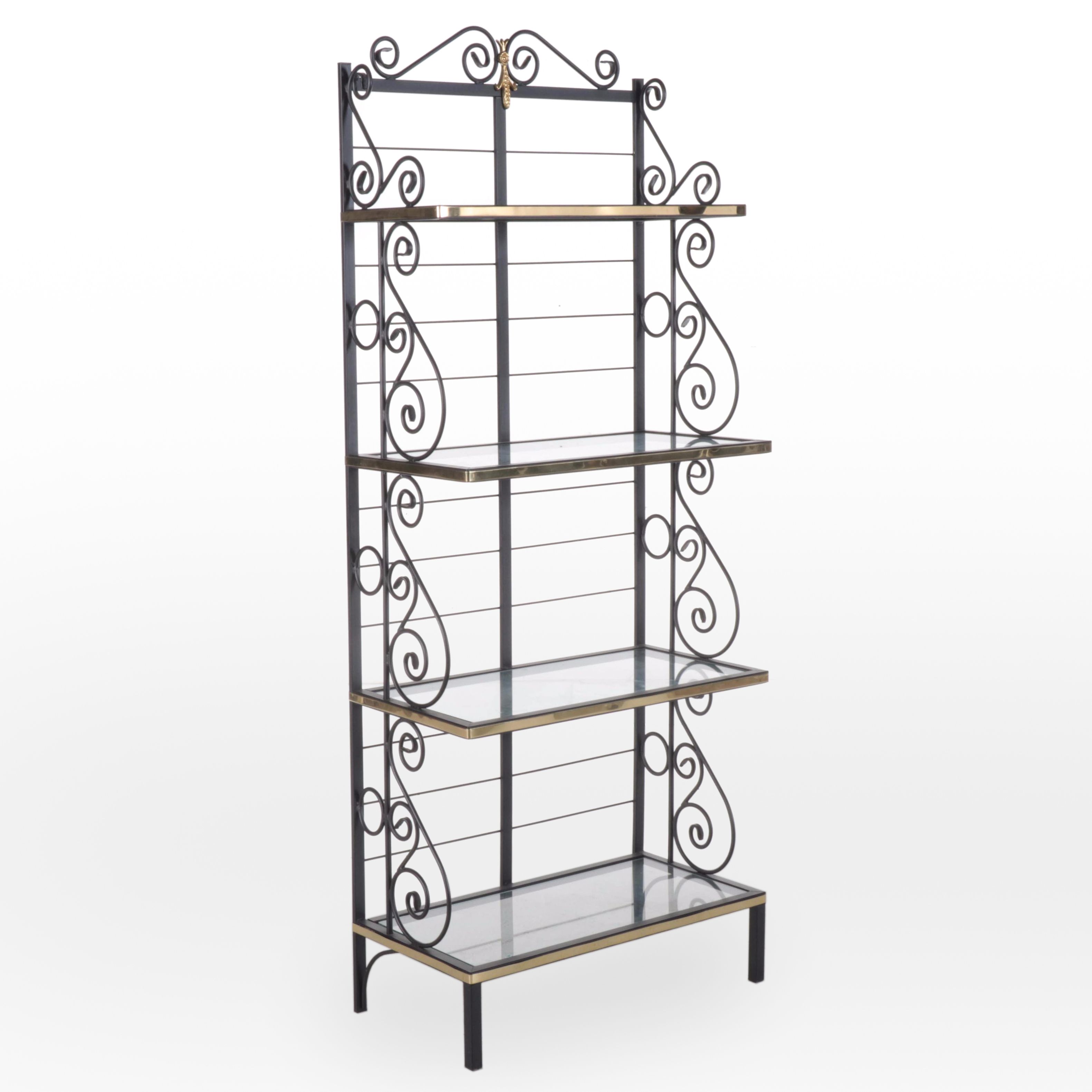 Painted Metal Baker's Rack with Glass Shelves | EBTH