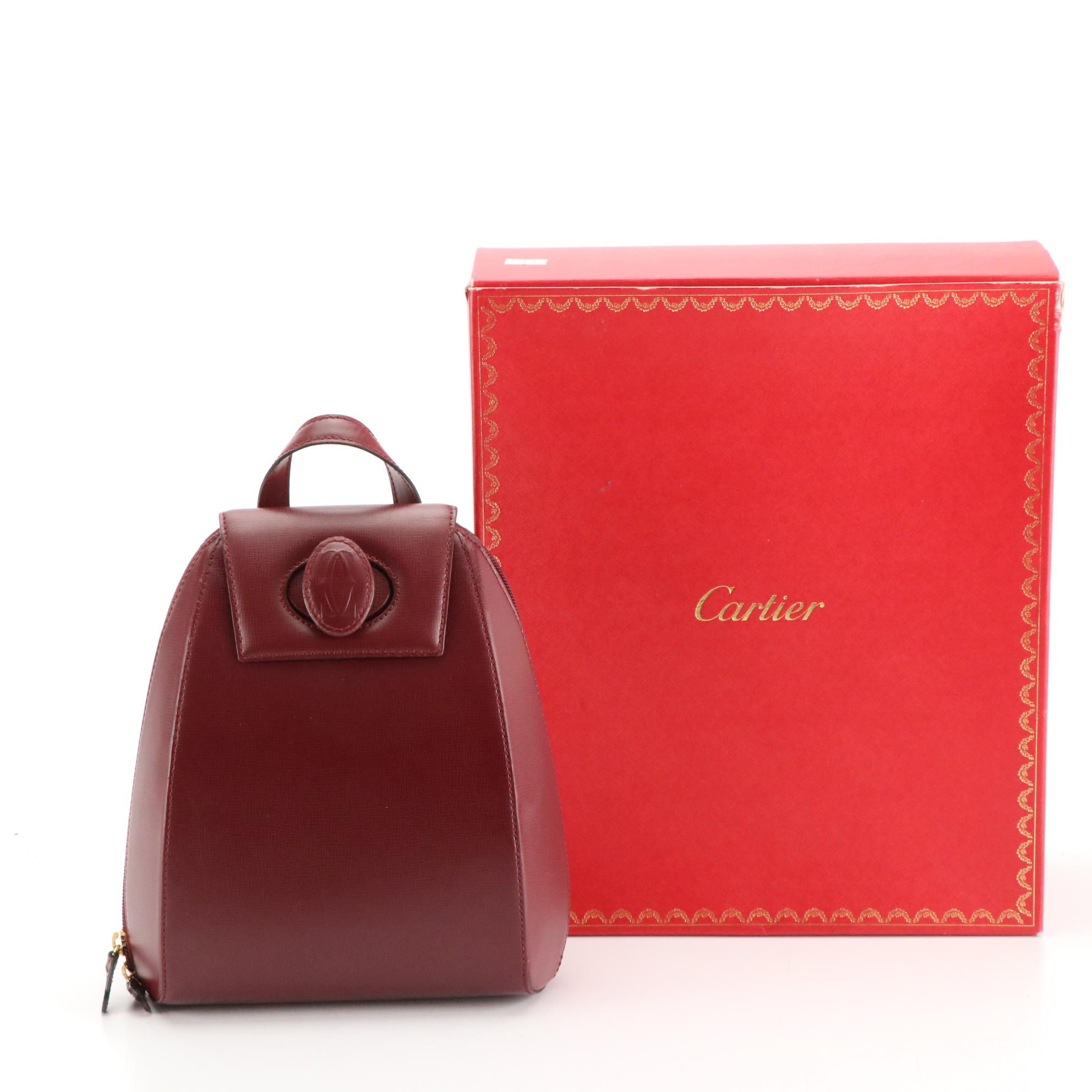 Cartier Must de Cartier Bordeaux Leather Mini Backpack in Box ...