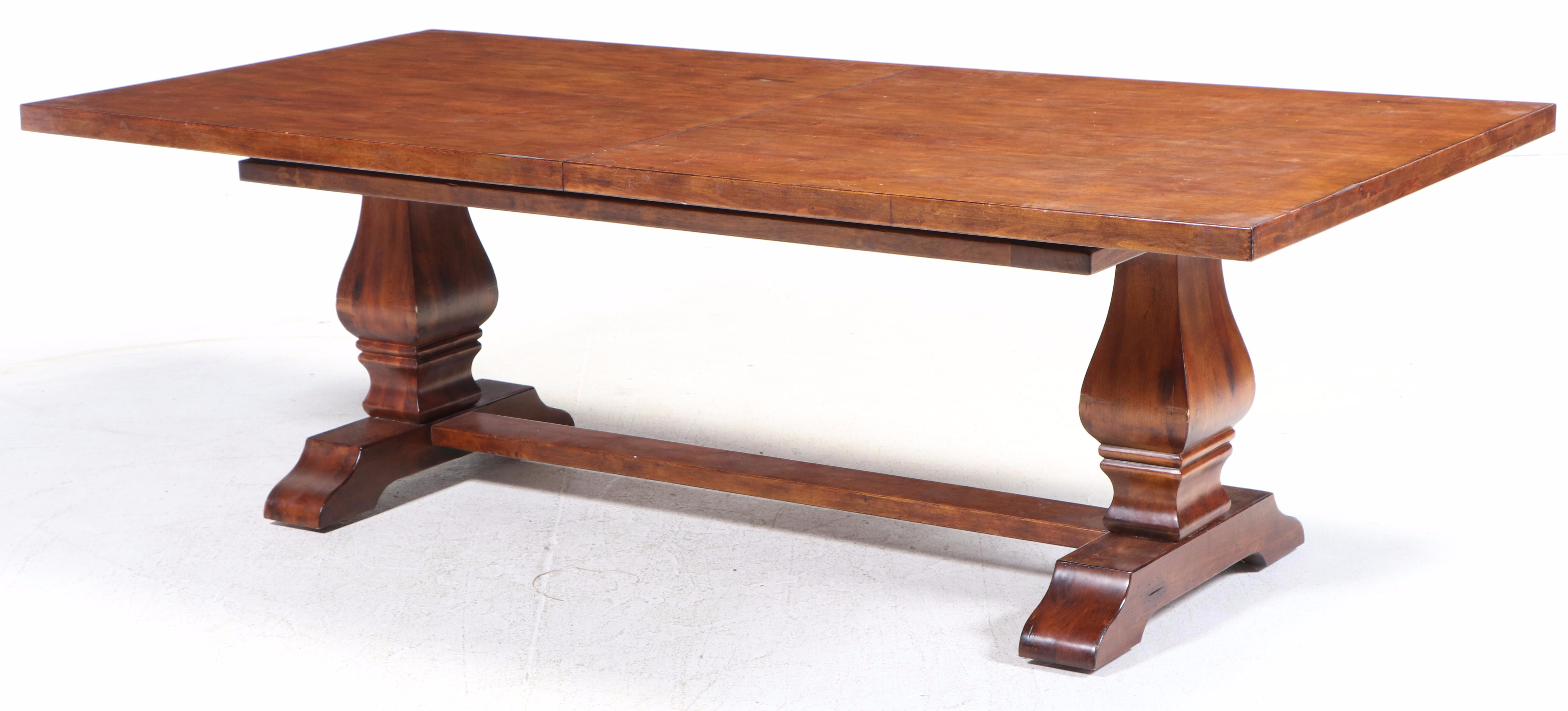 Jacobean Style Dining Set with Extending Trestle Table | EBTH