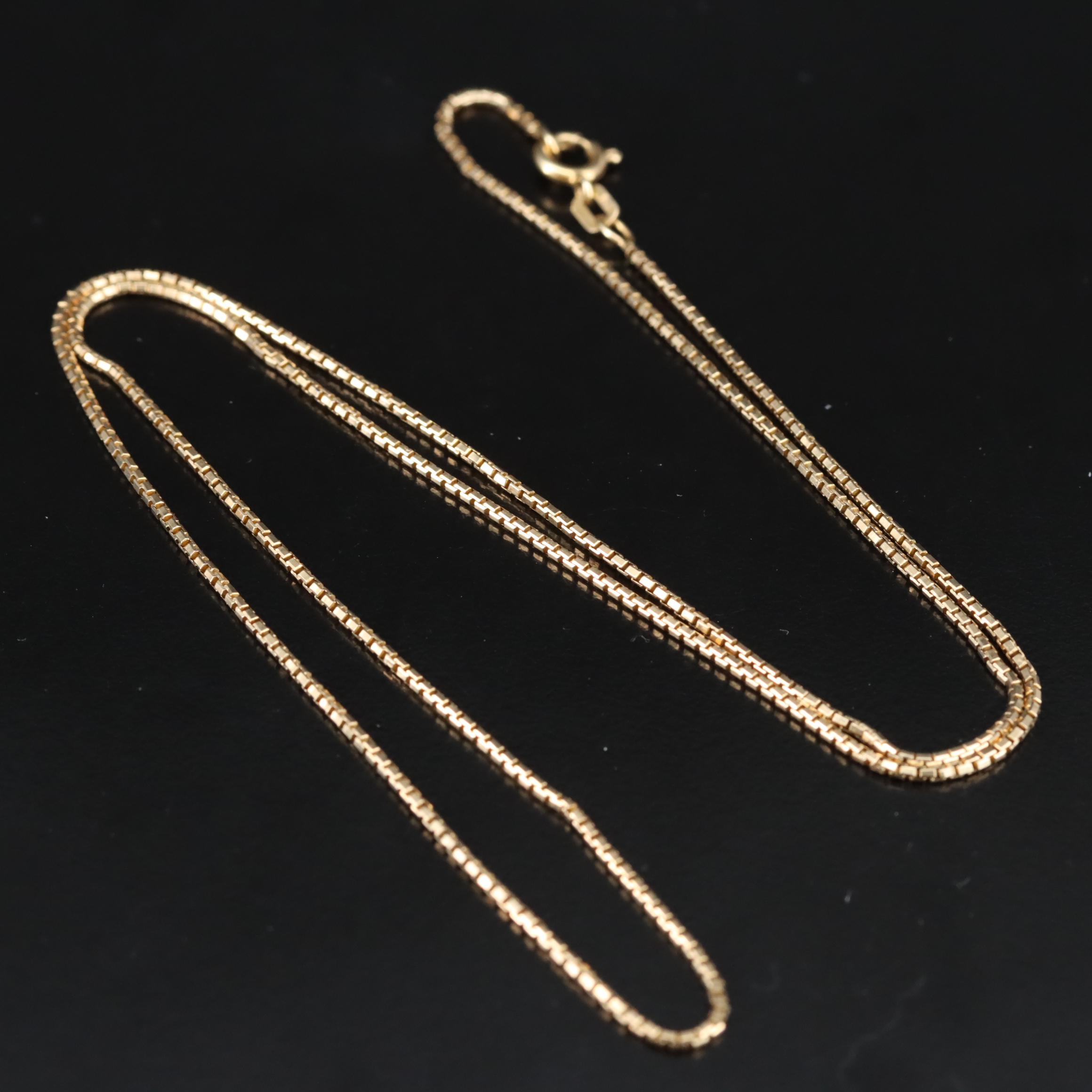 Italian 14K Box Chain Necklace | EBTH