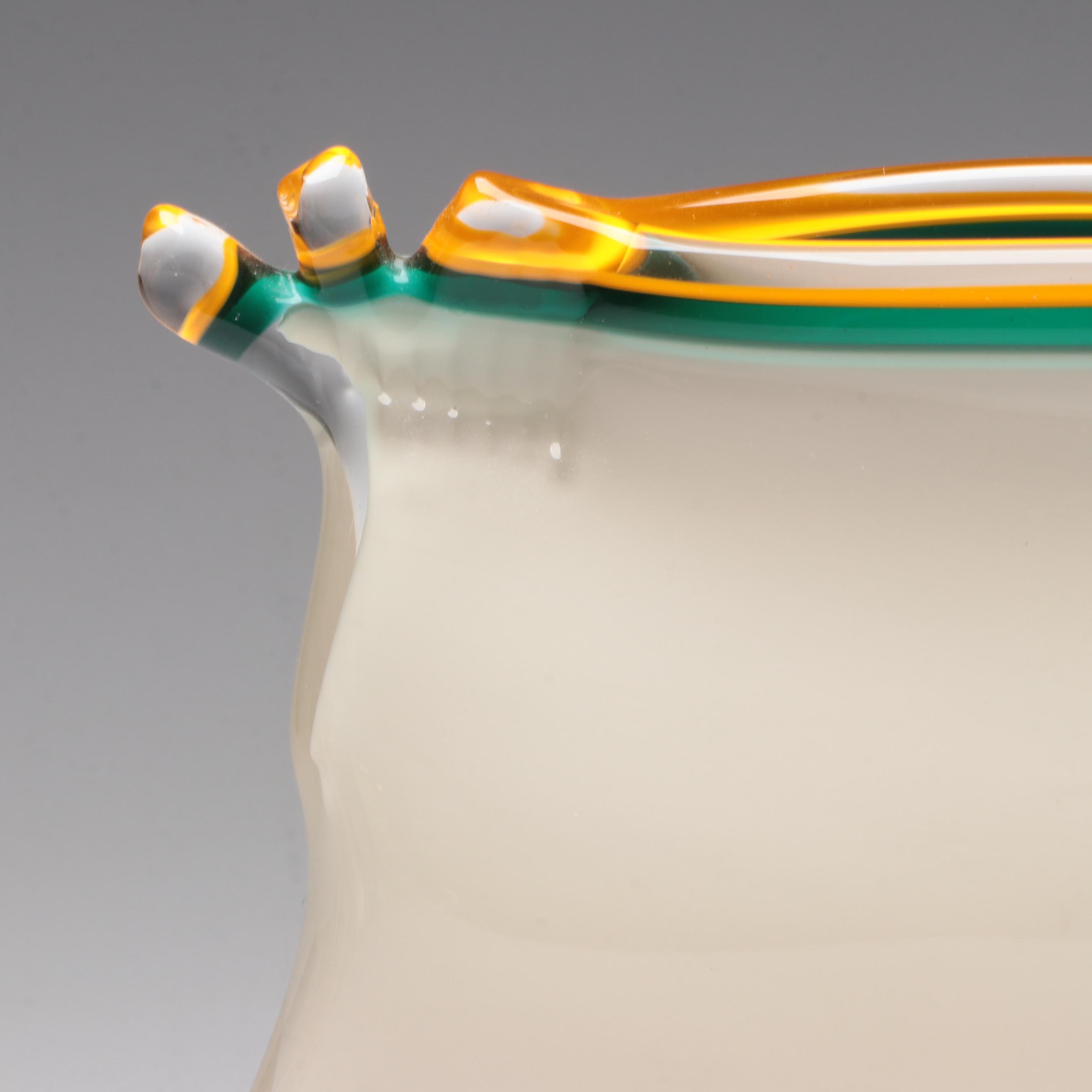 Peter Secrest Handblown Footed Pillow Form Studio Art Glass Vase, 1992 ...