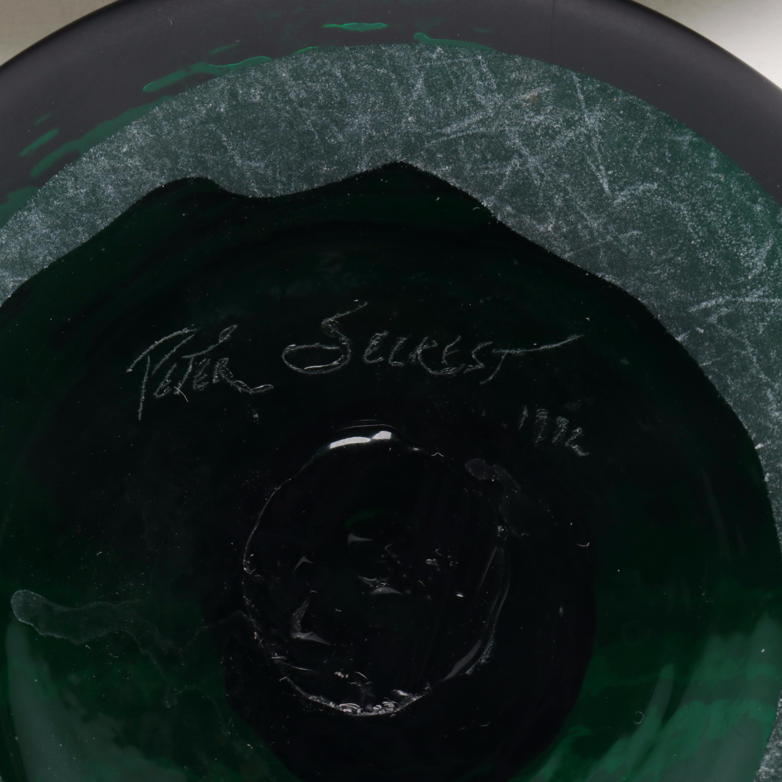 Peter Secrest Handblown Footed Pillow Form Studio Art Glass Vase, 1992 ...