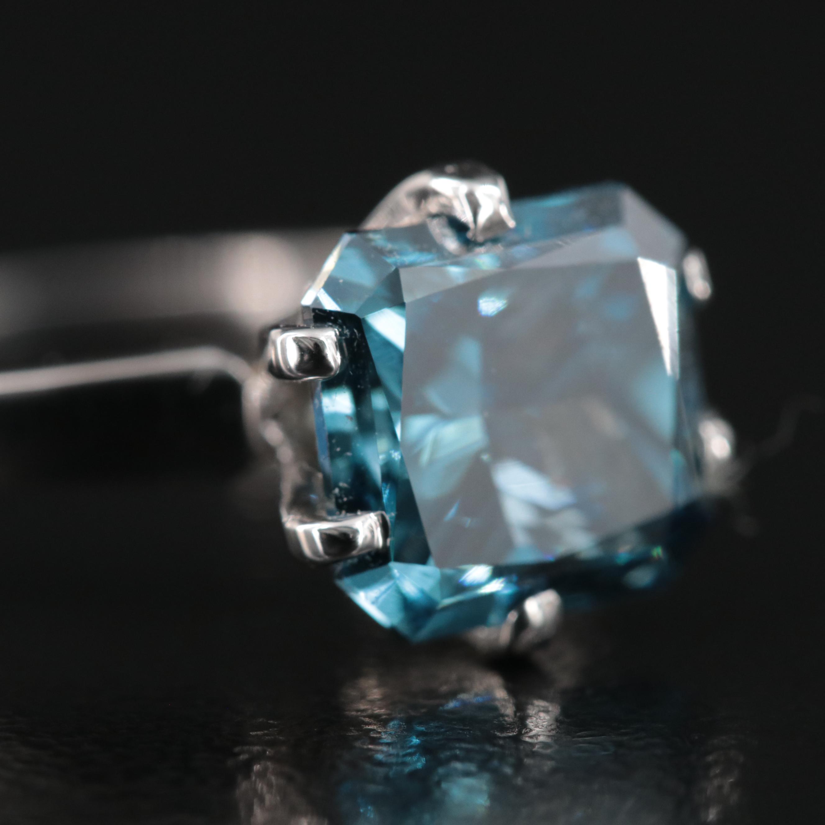 18K 2.74 CT (Origin Undetermined) Fancy Dark Blue Diamond Solitaire ...