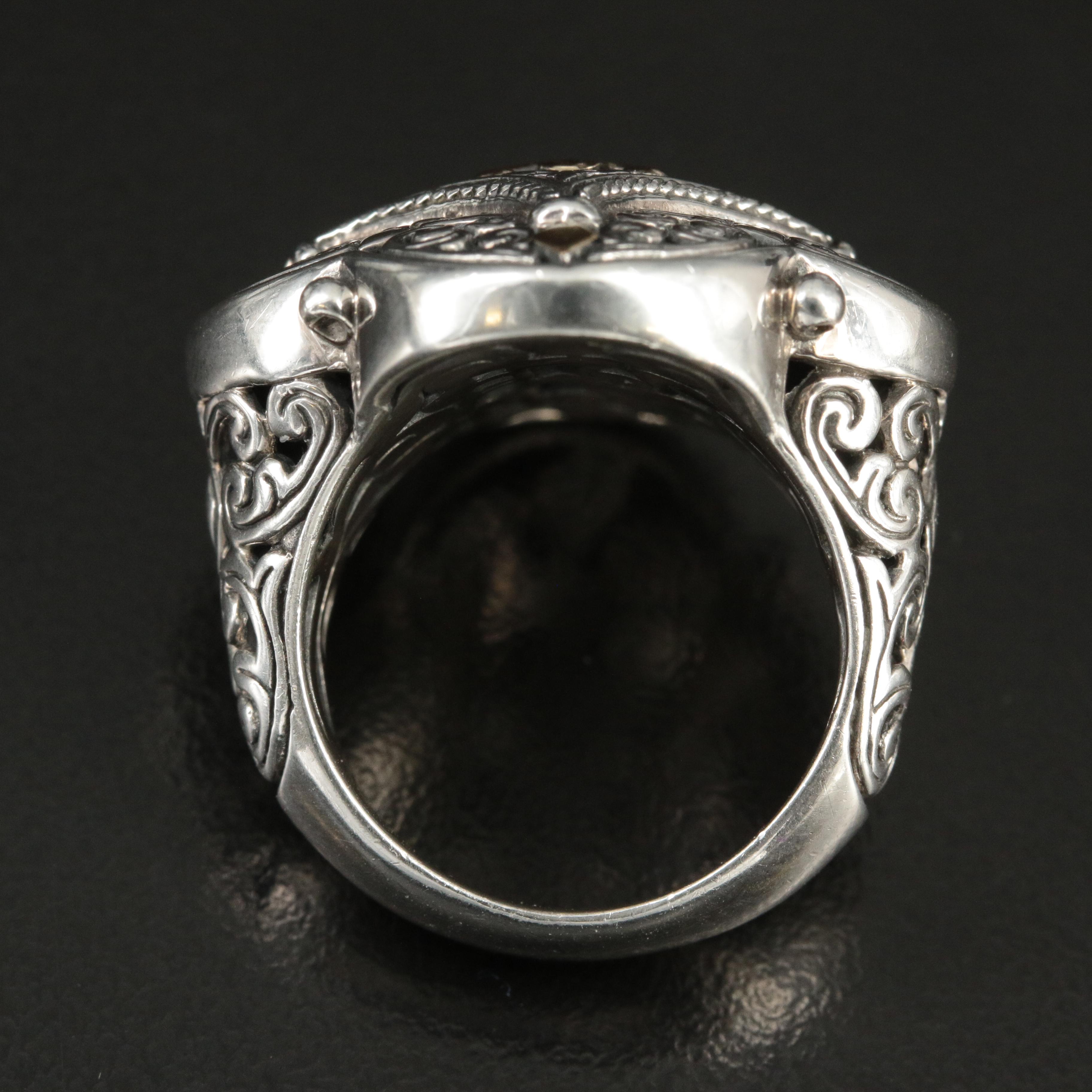 Sterling Quatrefoil Scrollwork Ring with 14K Accent | EBTH