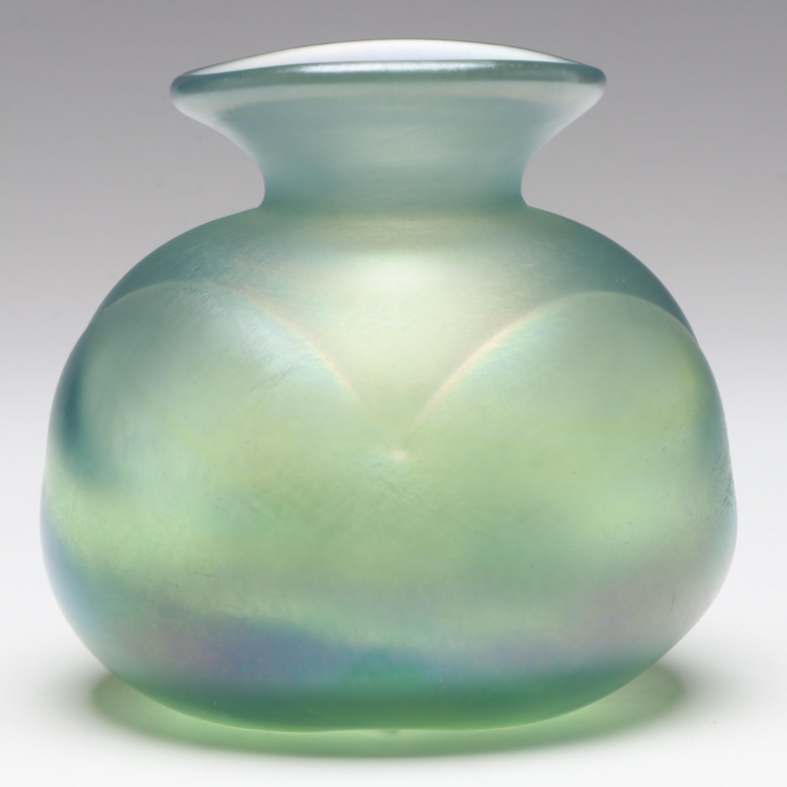 Dominick Labino Handblown Iridescent Studio Art Glass Vase, 1969 | EBTH
