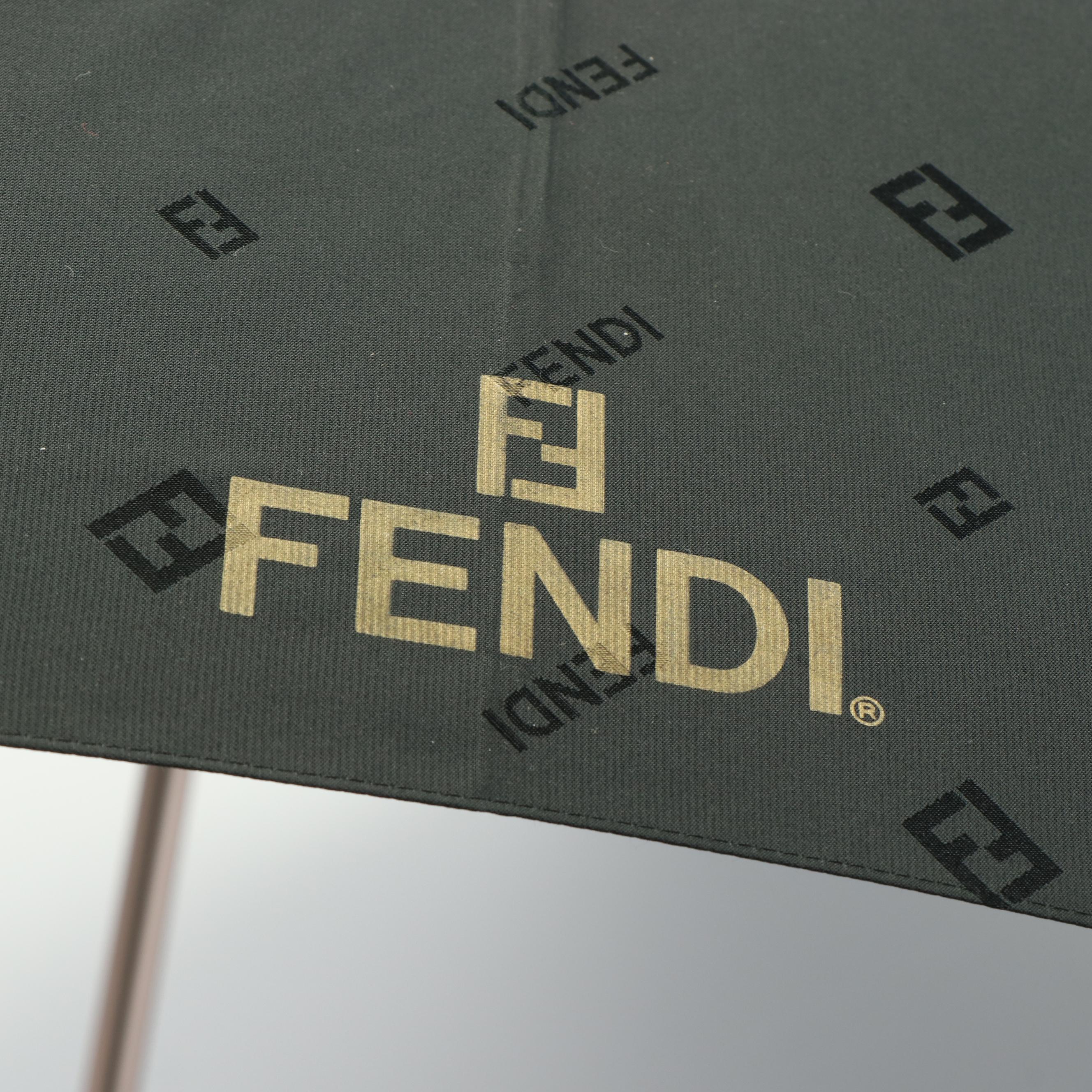Fendi Logo MoonBat Black Nylon Umbrella | EBTH