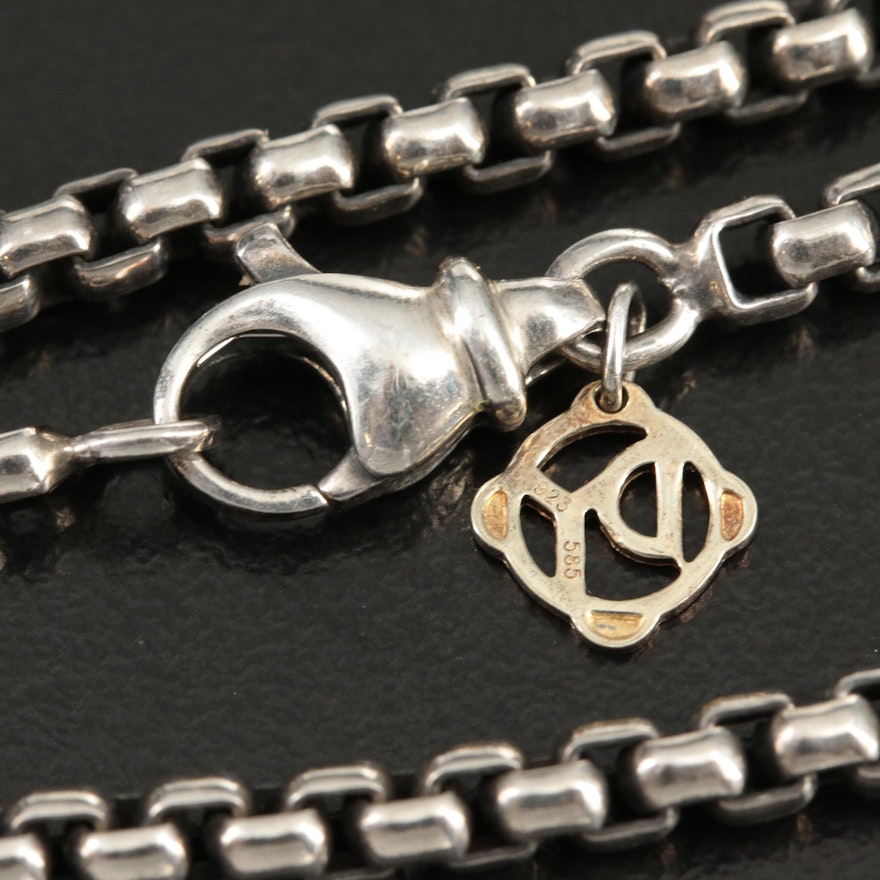David Yurman Sterling Box Chain Necklace | EBTH David Yurman Sterling Box Chain Necklace | EBTH