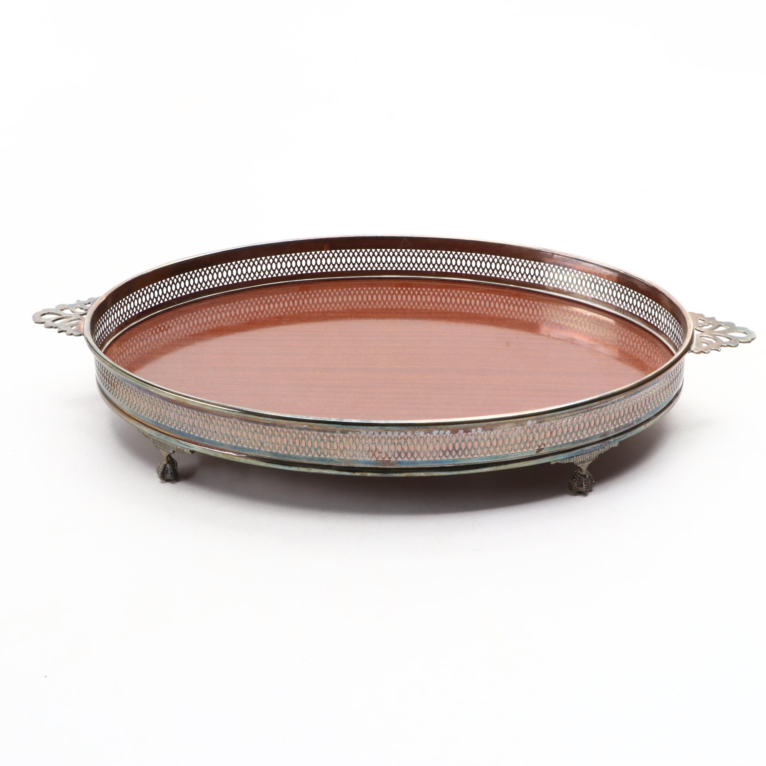 Georgian Style Formica Laminate and Silver Plate Gallery Tray | EBTH