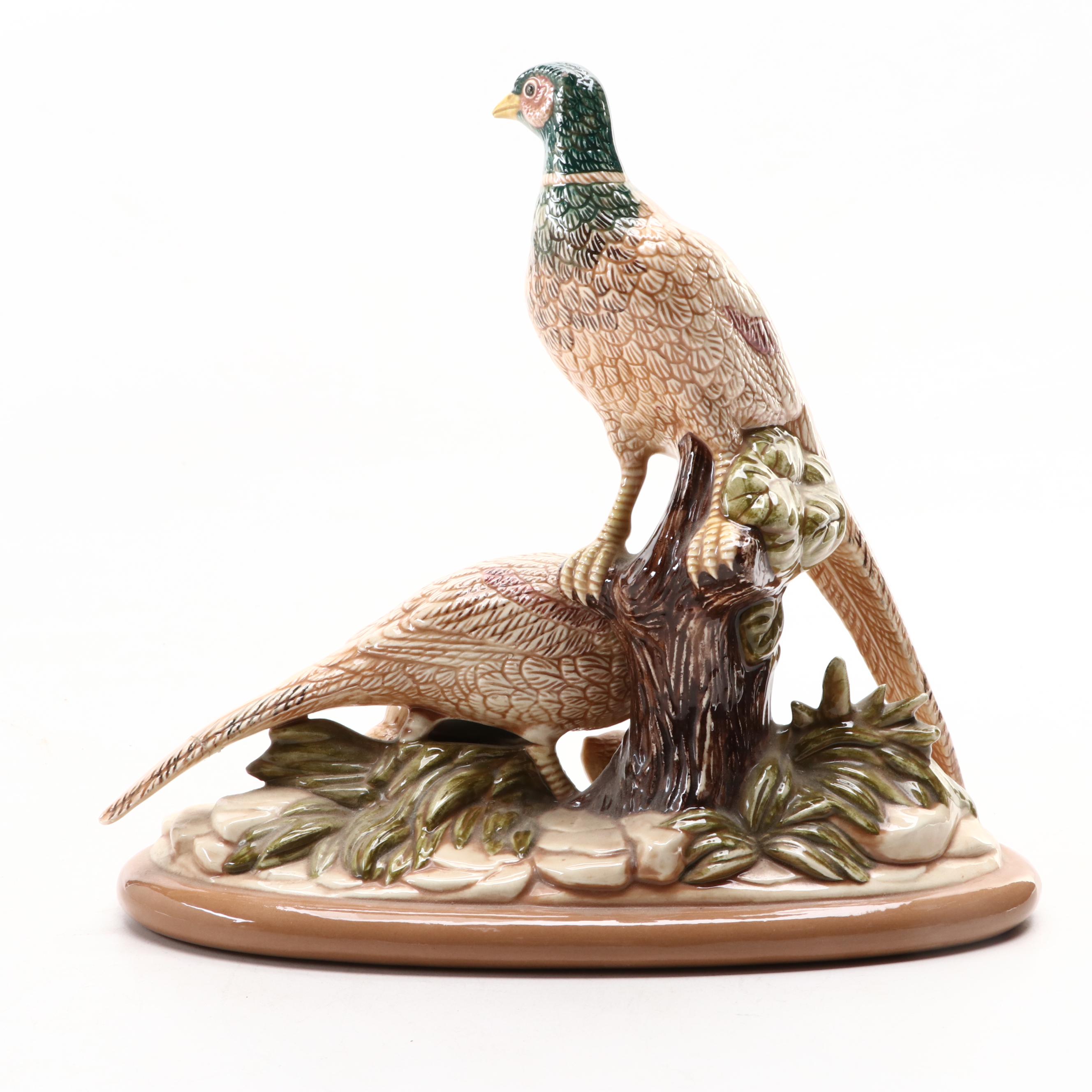 Glazed Ceramic Pheasants Figurine, Mid to Late 20th Century | EBTH