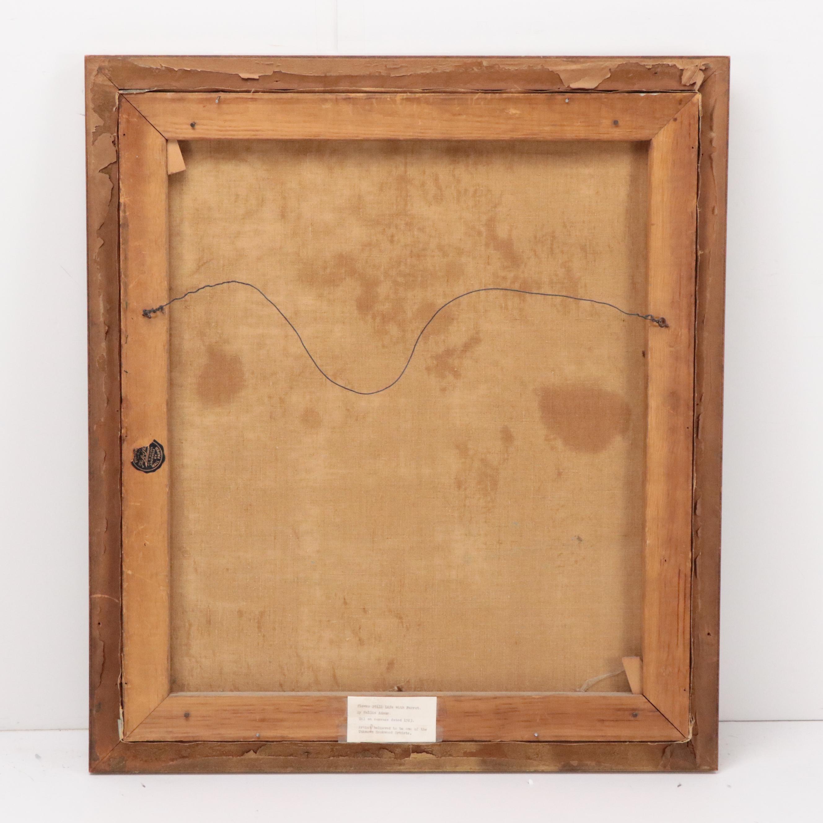 Hallie Adams Floral Still Life With Parrot Oil Painting, 1923 | EBTH