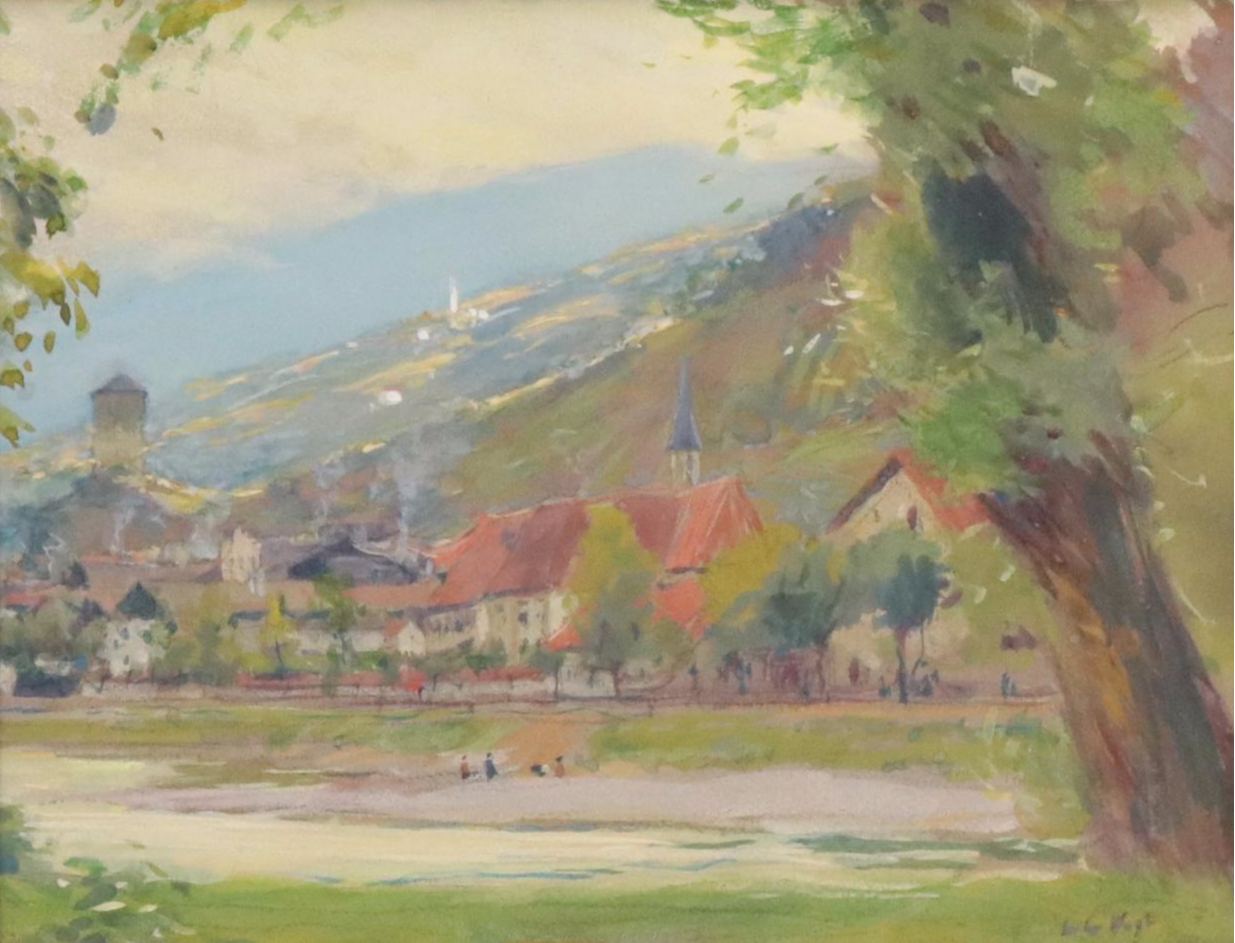 Louis Charles Vogt Gouache Painting of Austrian Village | EBTH