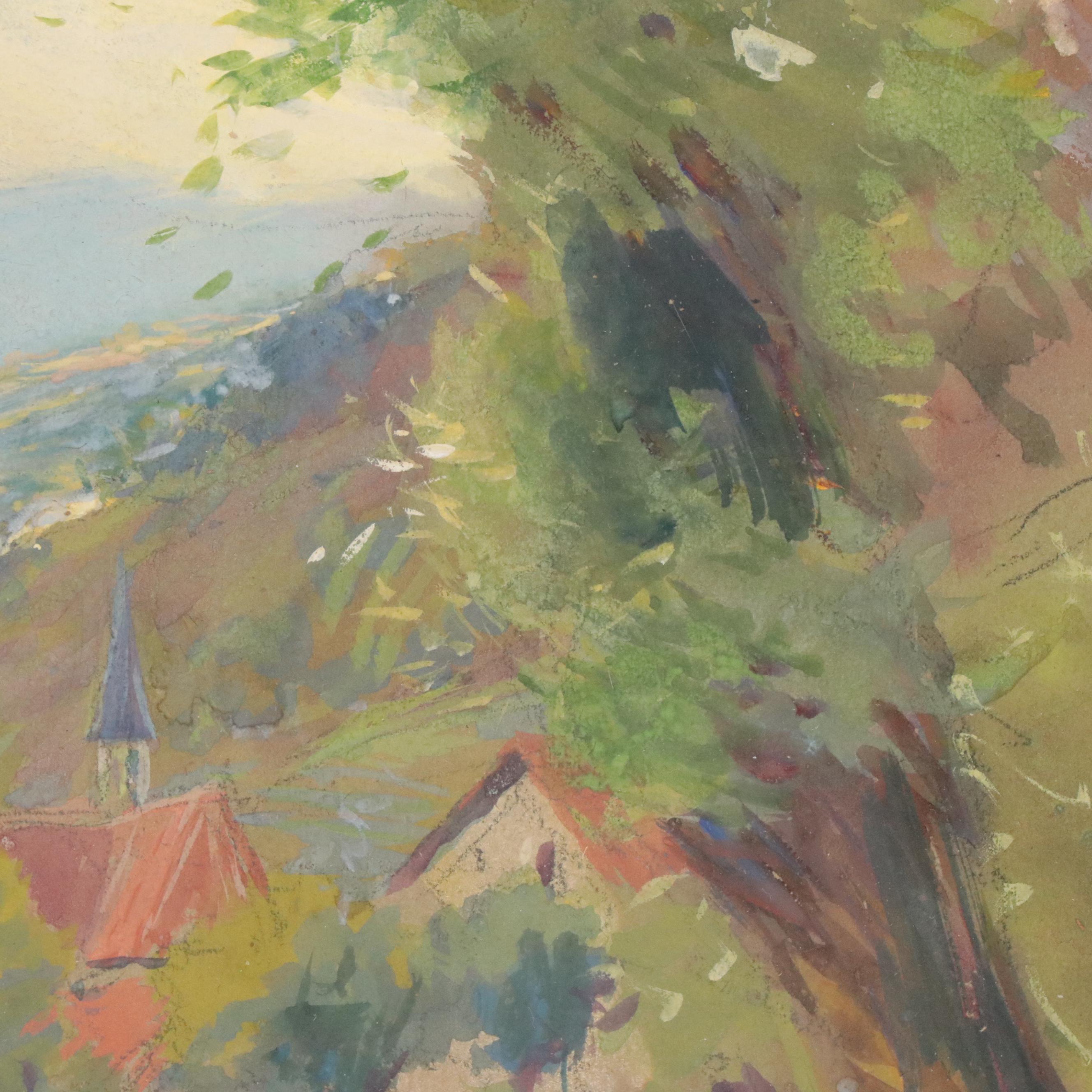 Louis Charles Vogt Gouache Painting of Austrian Village | EBTH