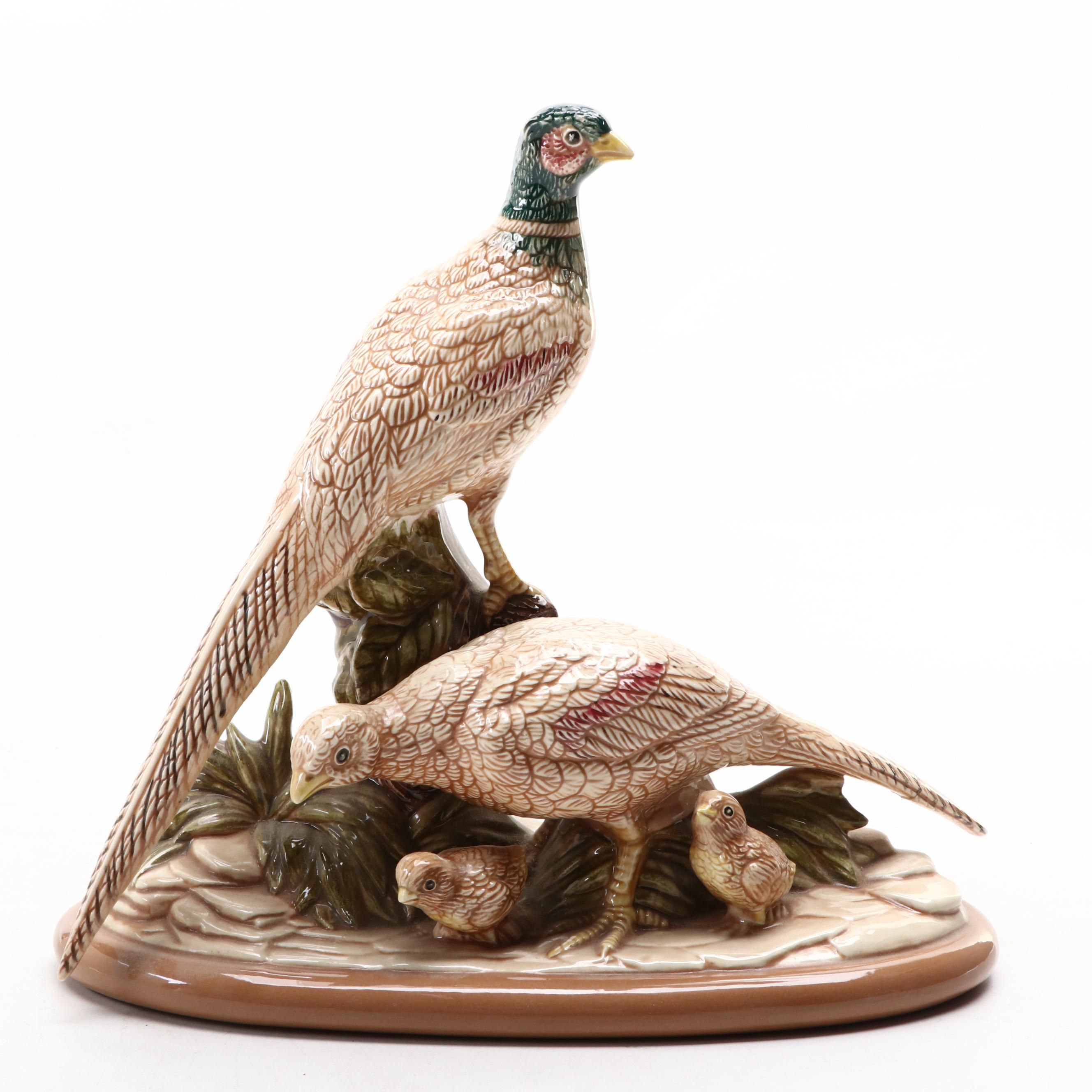 Glazed Ceramic Pheasants Figurine, Mid to Late 20th Century | EBTH