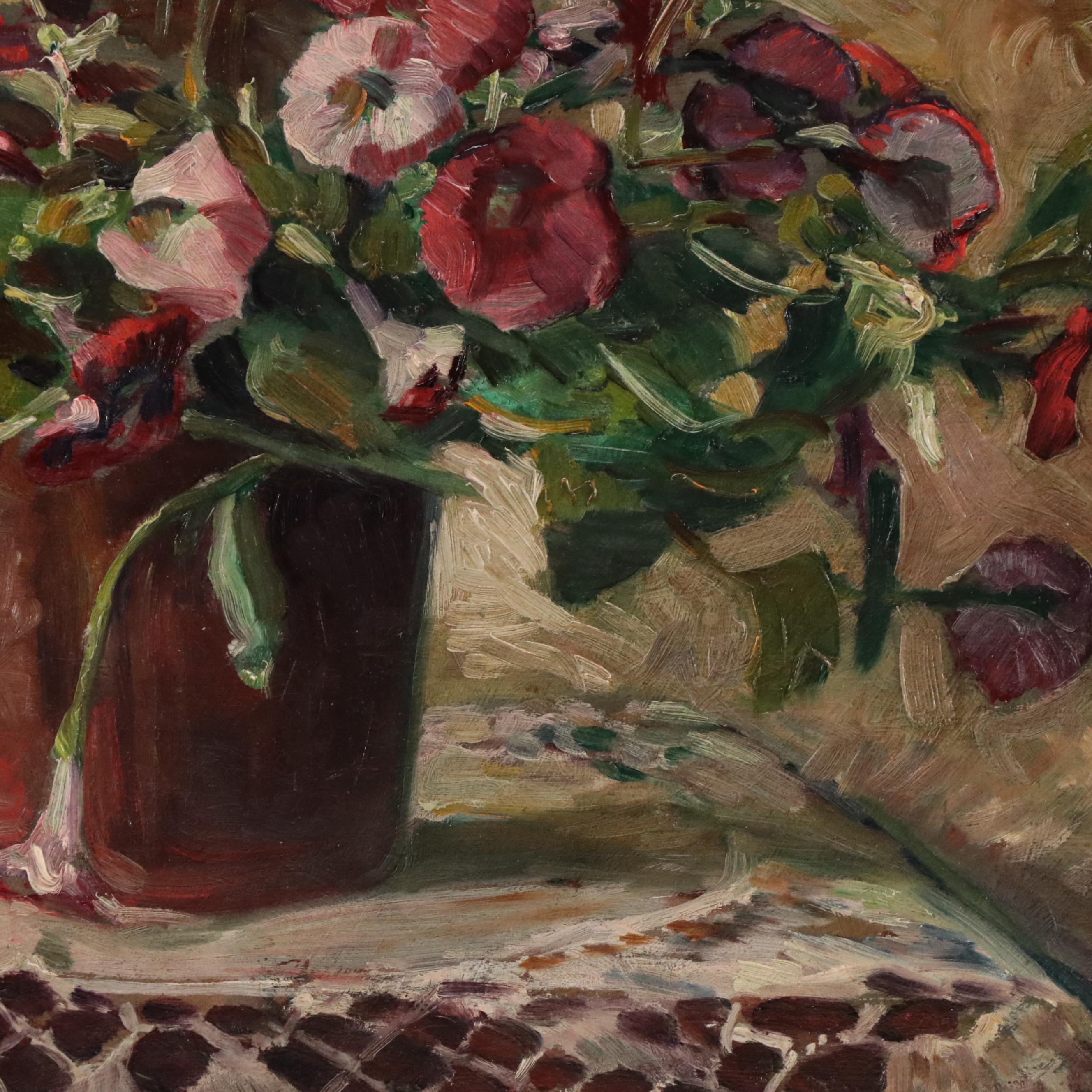 John Rettig Floral Still Life Oil Panting of Petunias, 1905 | EBTH