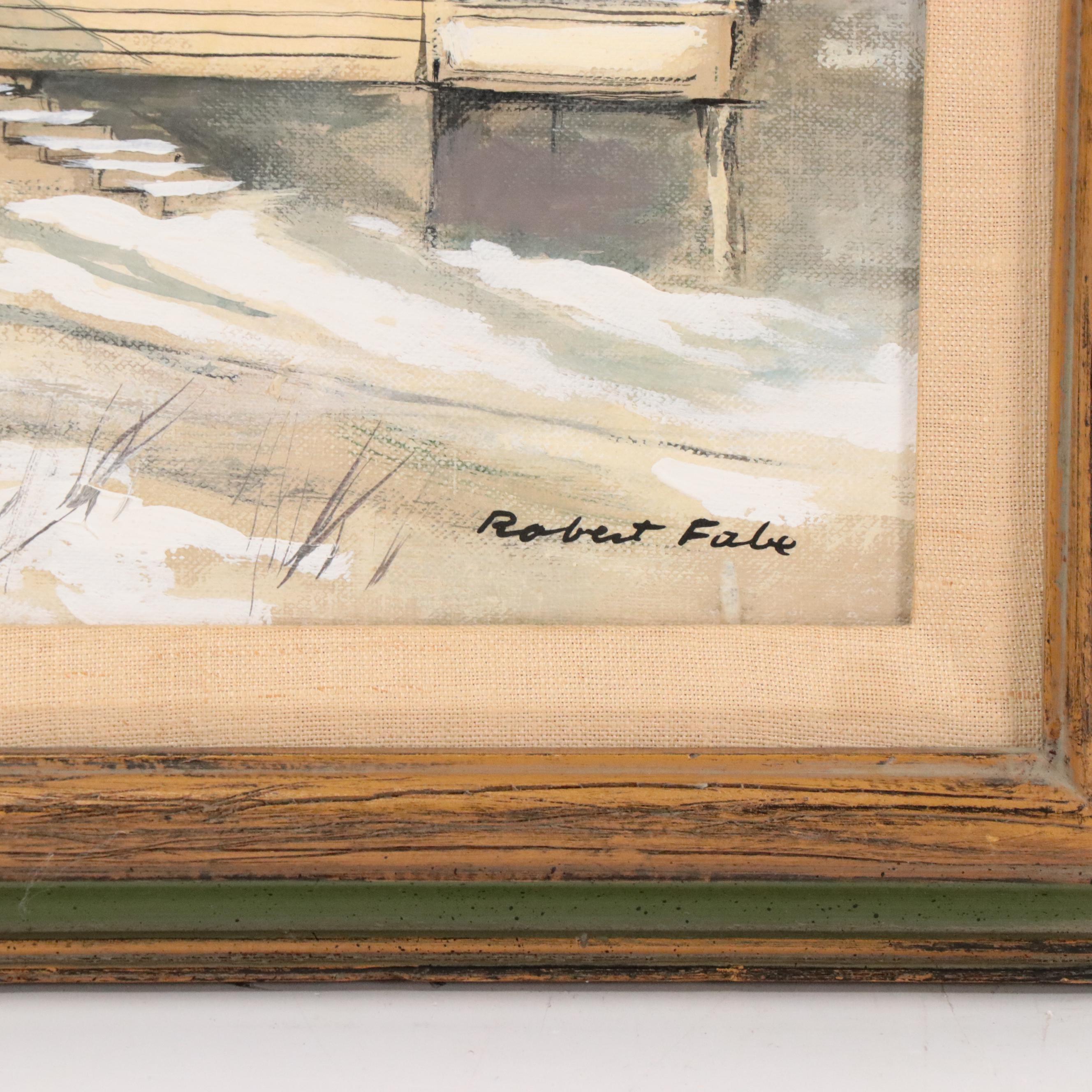 Robert Fabe Tempera Painting of Cincinnati Landscape With Children | EBTH