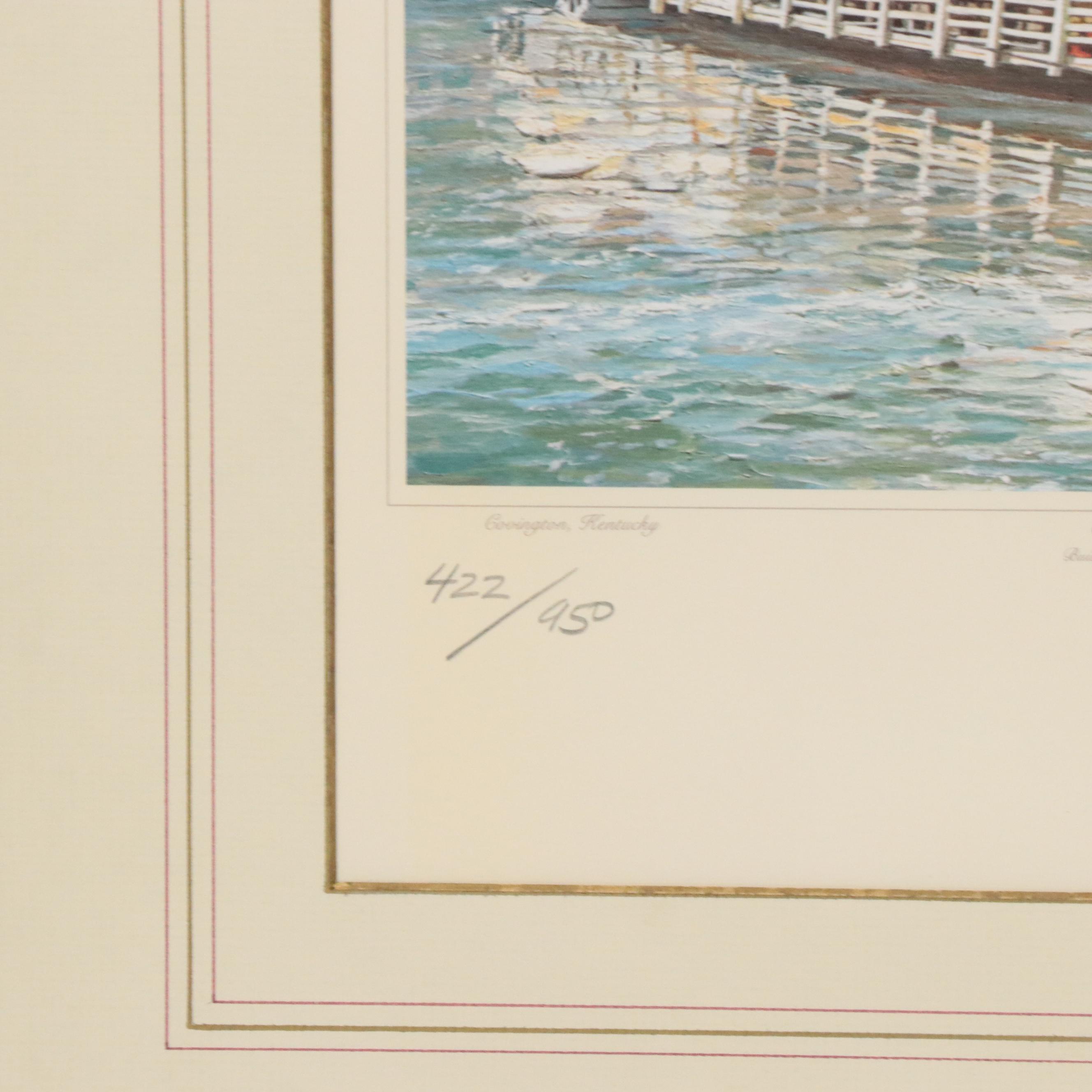 Michael Blaser Offset Lithograph "The Public Landing - Cincinnati, 1875 ...