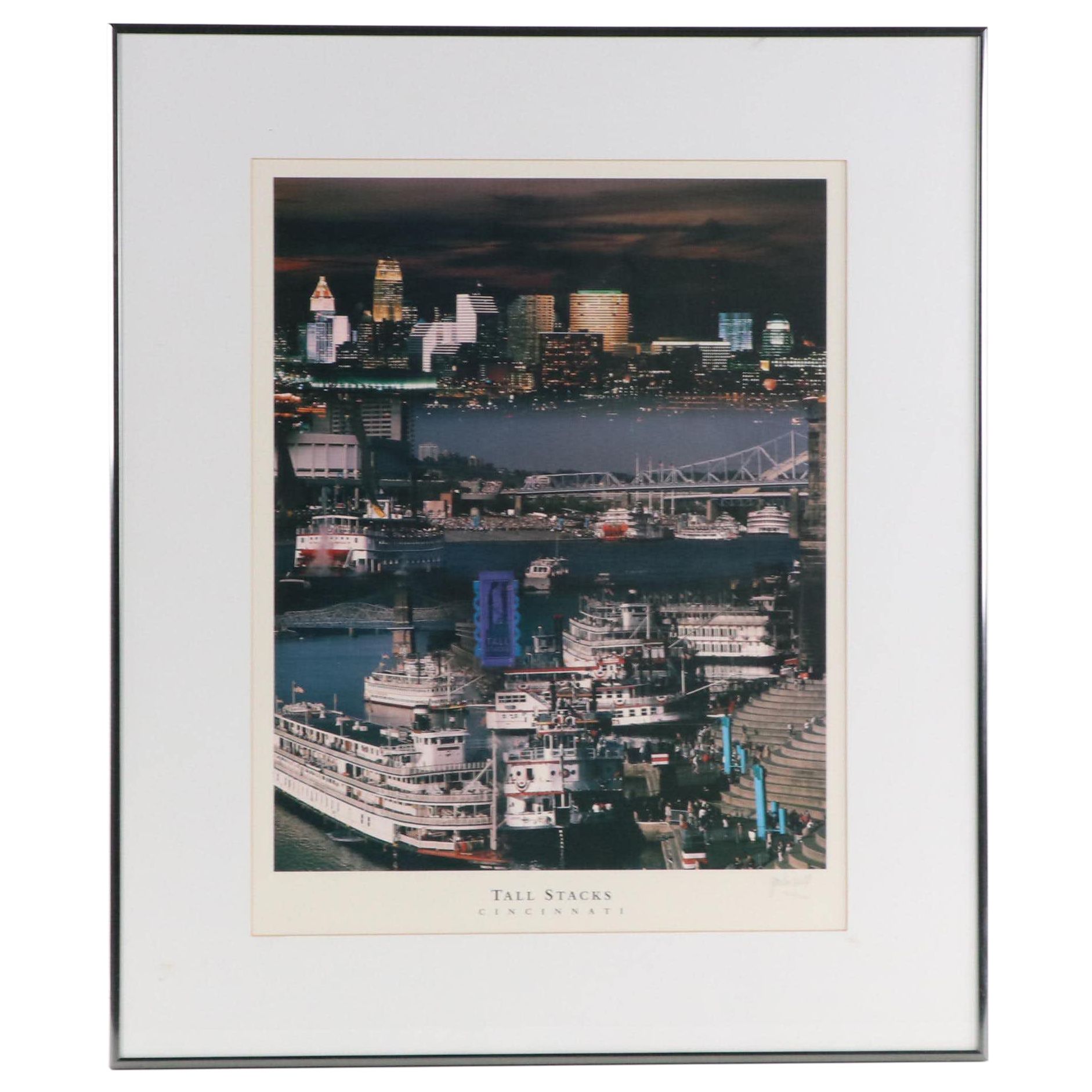 J. Miles Wolf Offset Lithograph of Tall Stacks Cincinnati, Late 20th ...