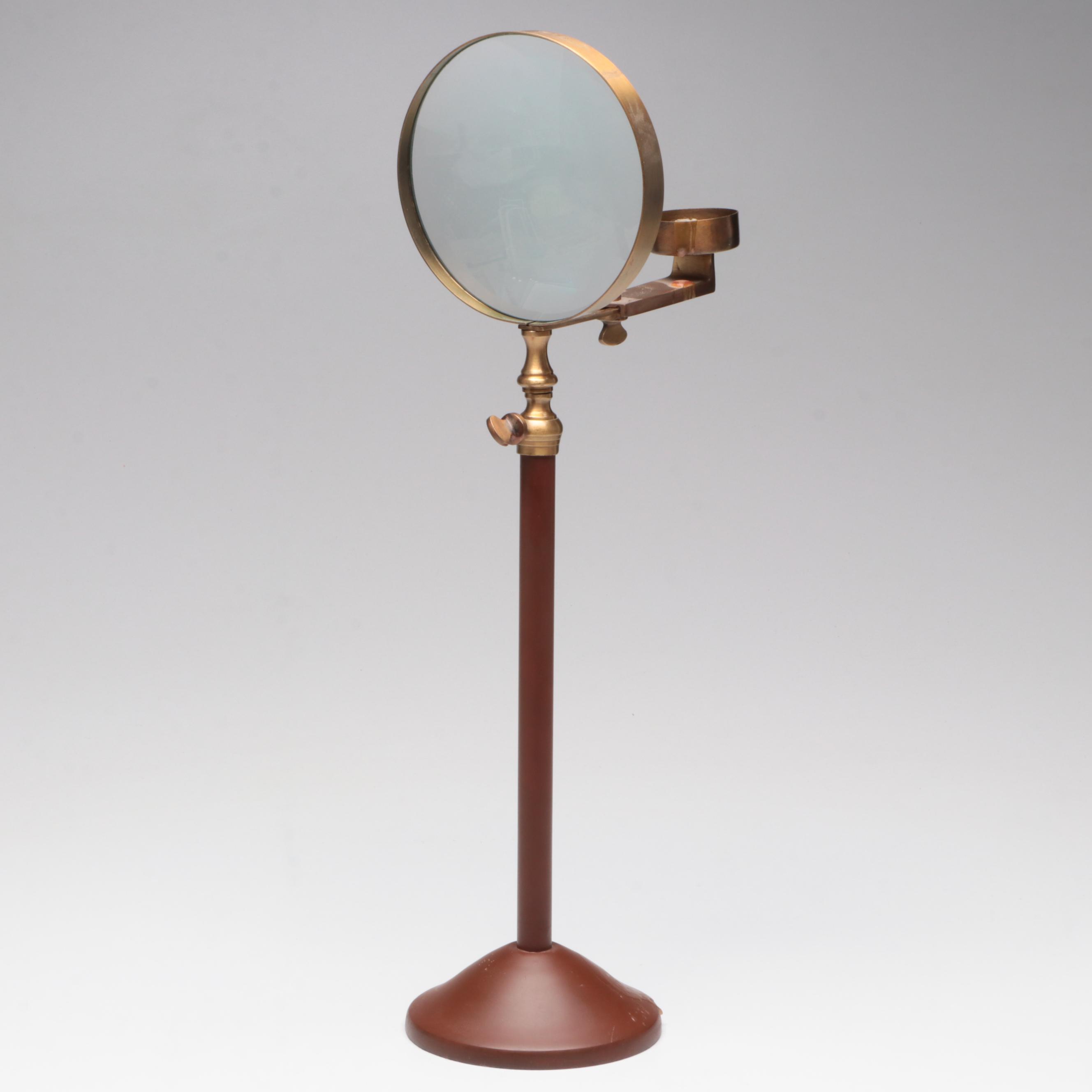 Enameled Table Top Hobby Magnifying Glass With Candle Holder | EBTH