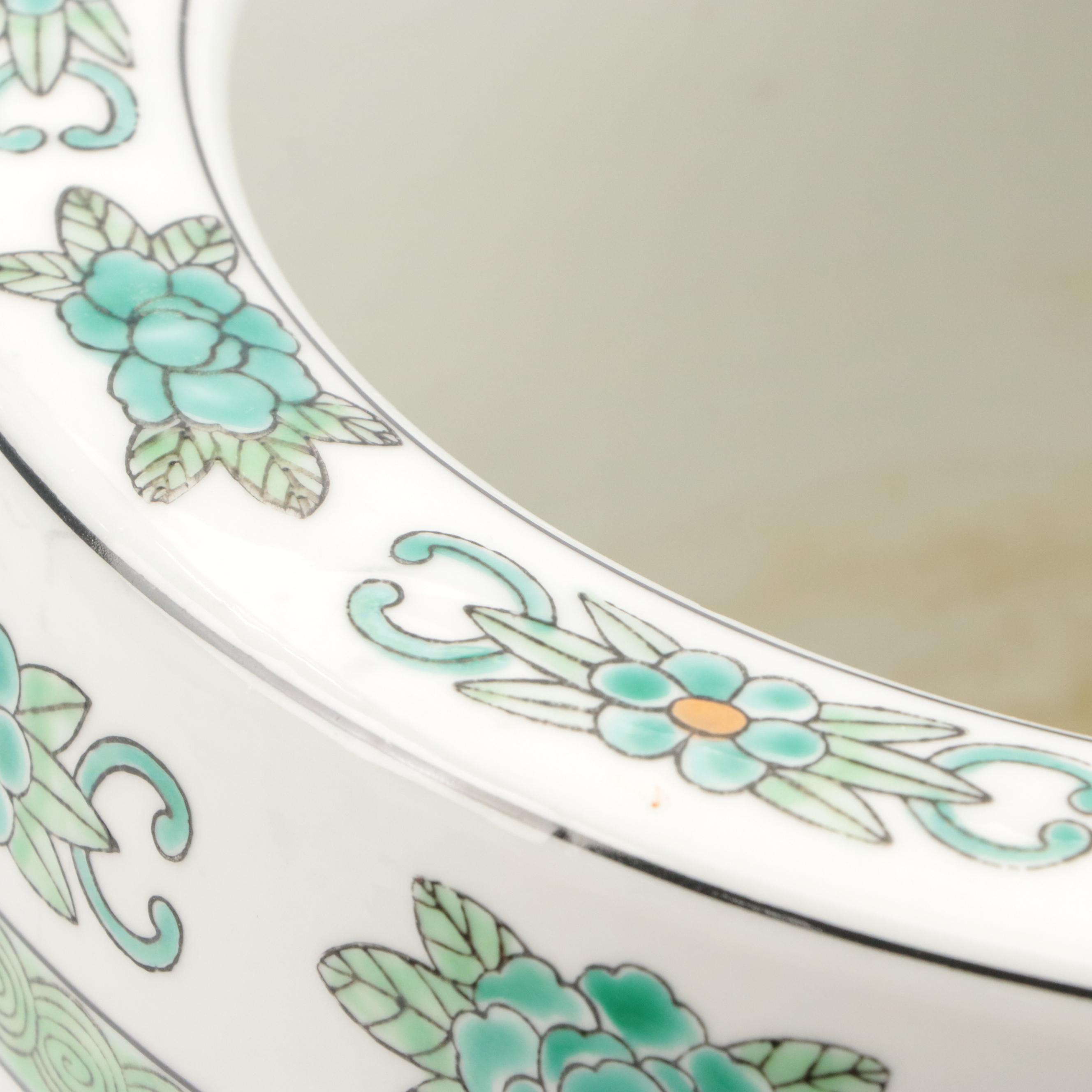 Gold Imari Chinese Hand-Painted Green Pheasants on Porcelain Fishbowl ...