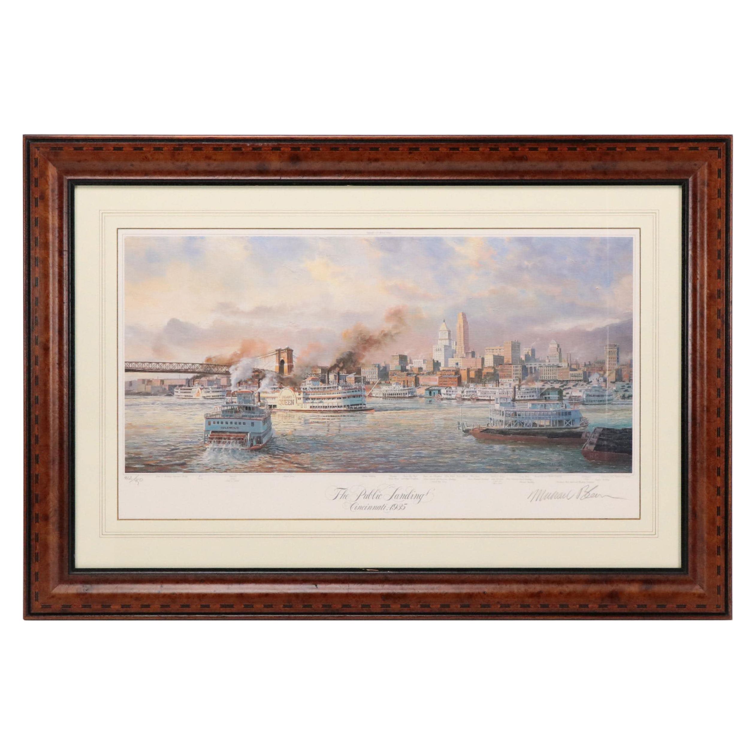 Michael Blaser Offset Lithograph "The Public Landing - Cincinnati, 1935 ...