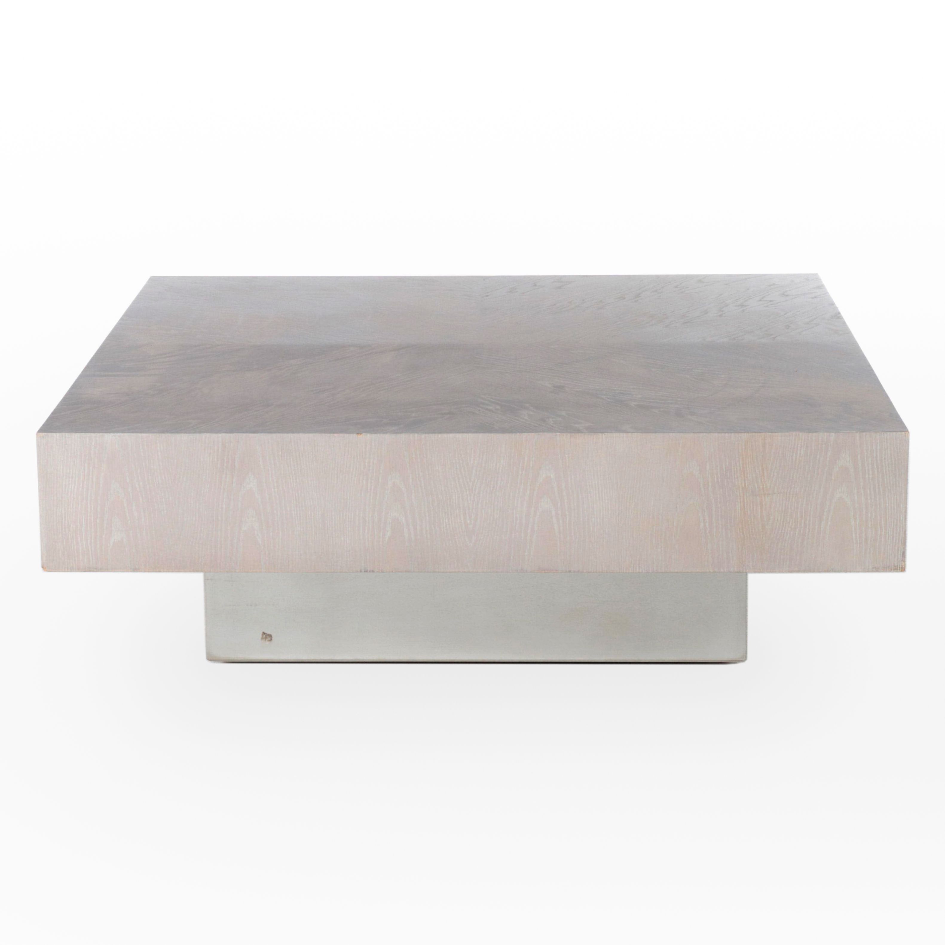 John-Richard Grey Oak and Silver-Leaf "Square Block" Coffee Table ...