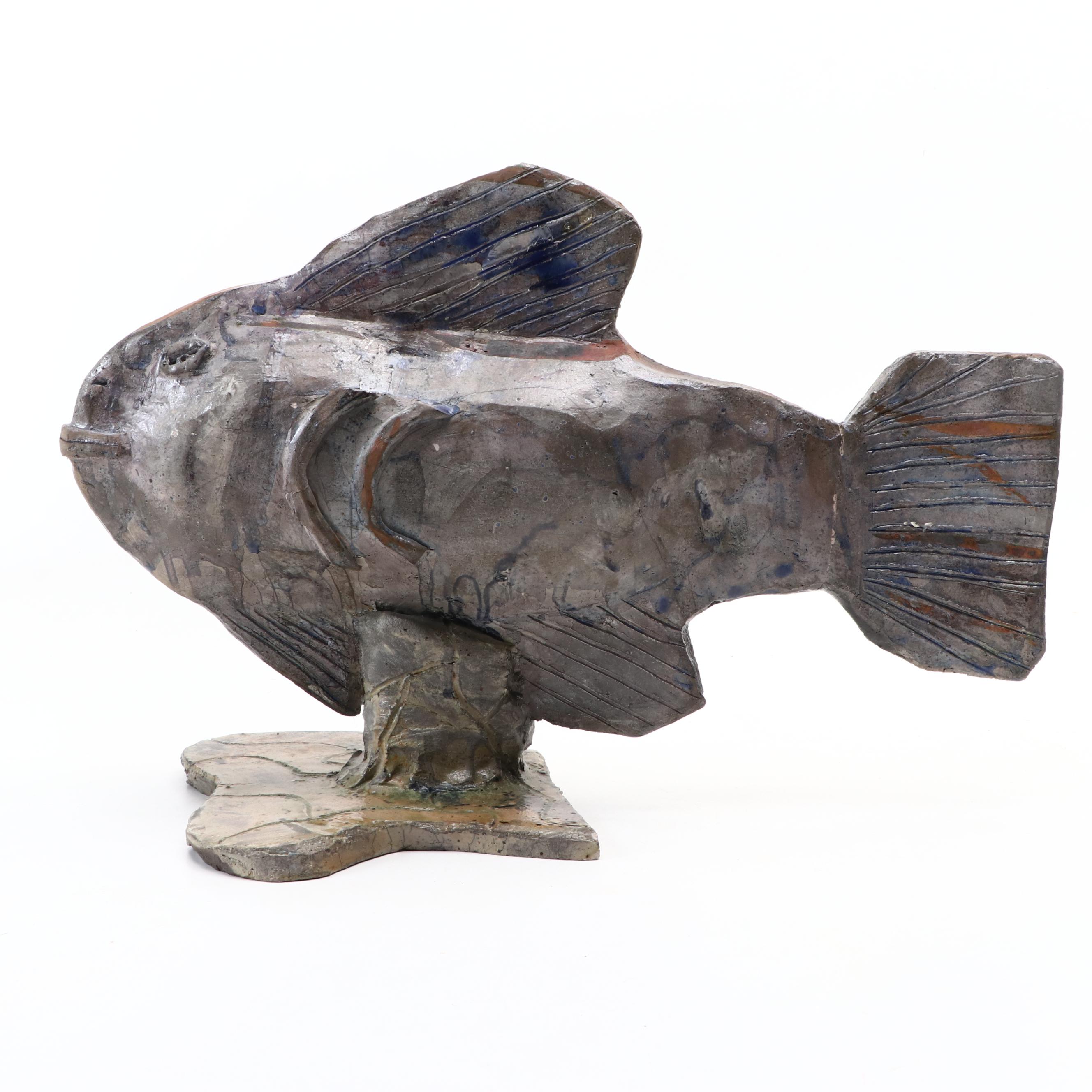 Handmade Art Pottery Fish Sculpture | EBTH
