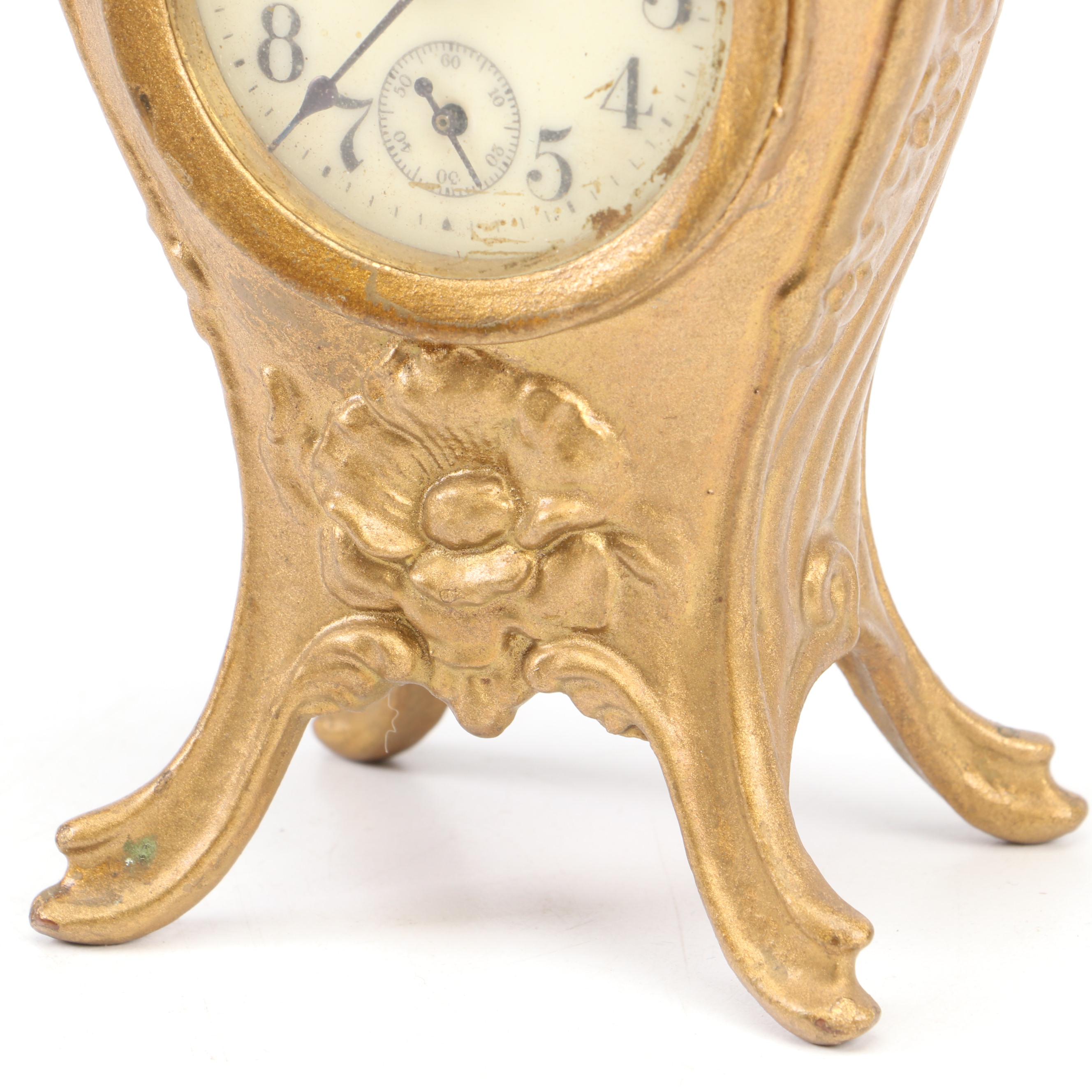 Jennings Brothers Art Nouveau Gilt Metal Desk Clock, Early 20th Century ...