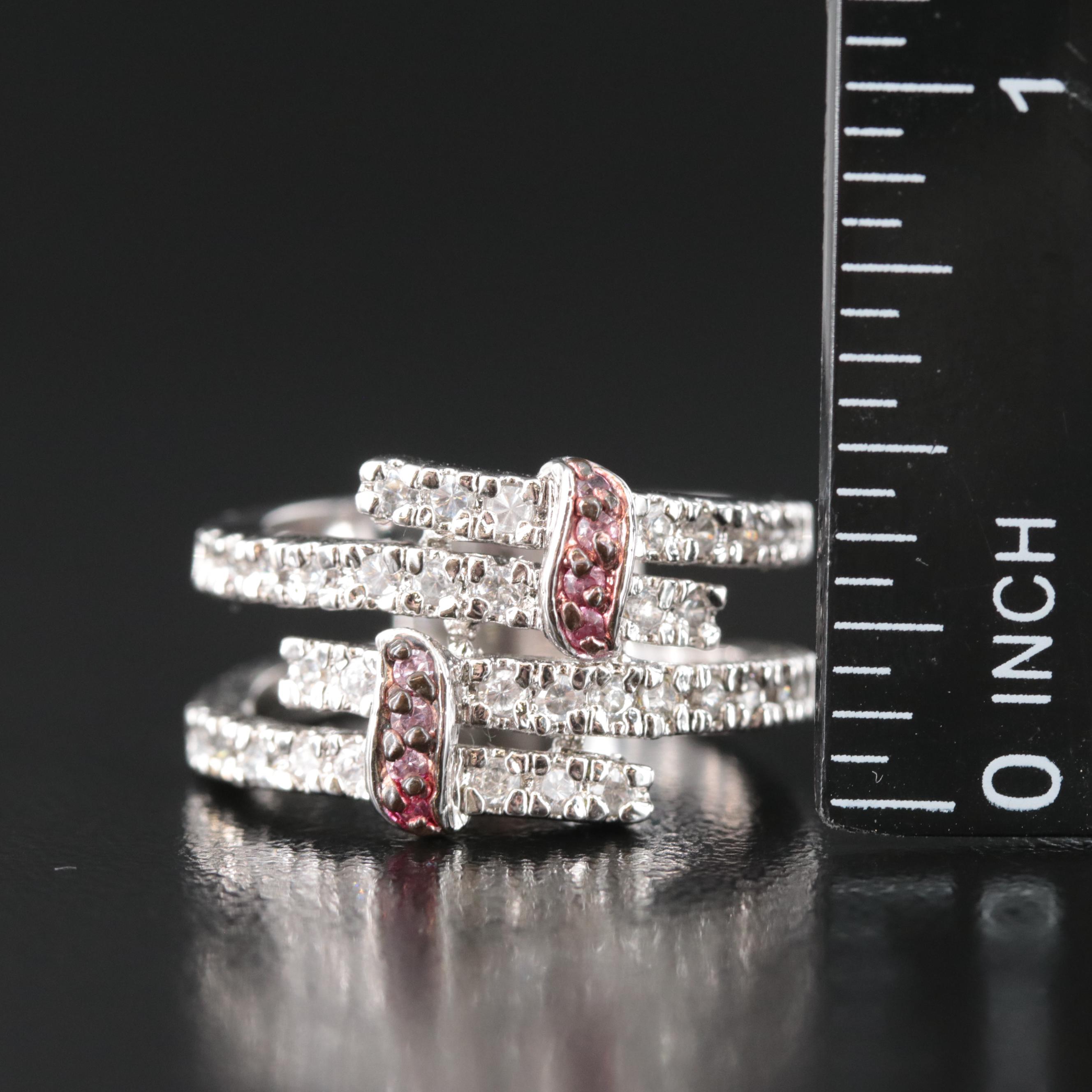 Sterling Cubic Zirconia Bypass Ring | EBTH