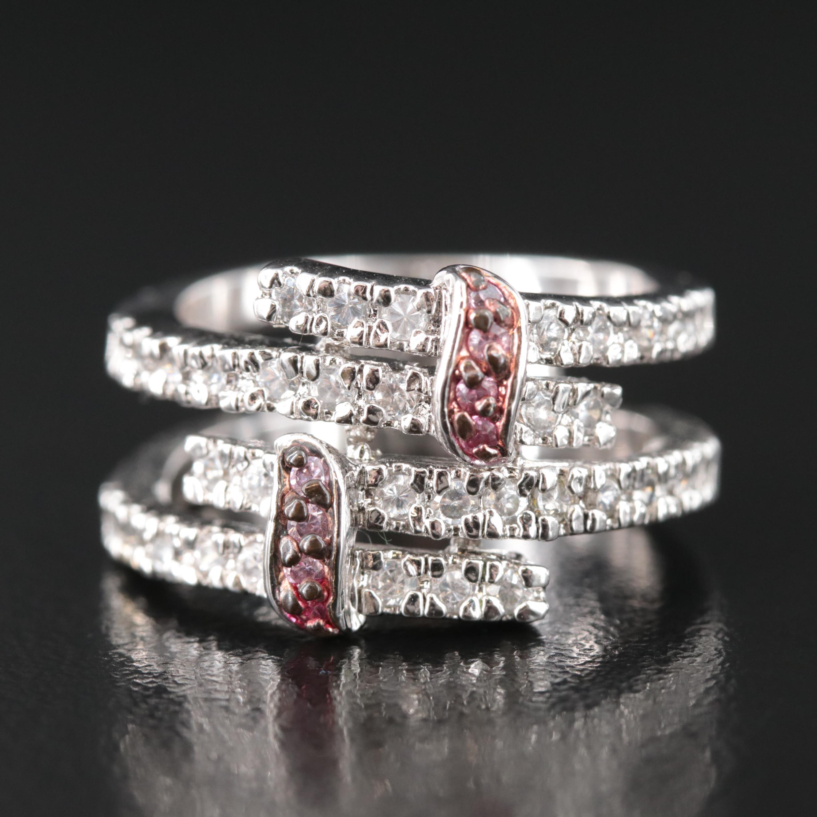 Sterling Cubic Zirconia Bypass Ring | EBTH