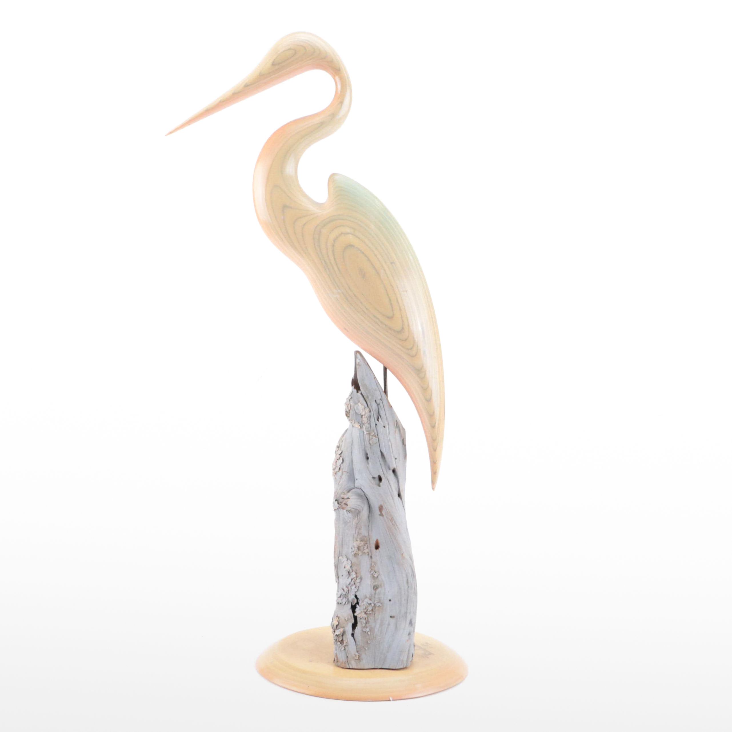 George Edenfield Carved Wood and Driftwood Heron, 1992 | EBTH