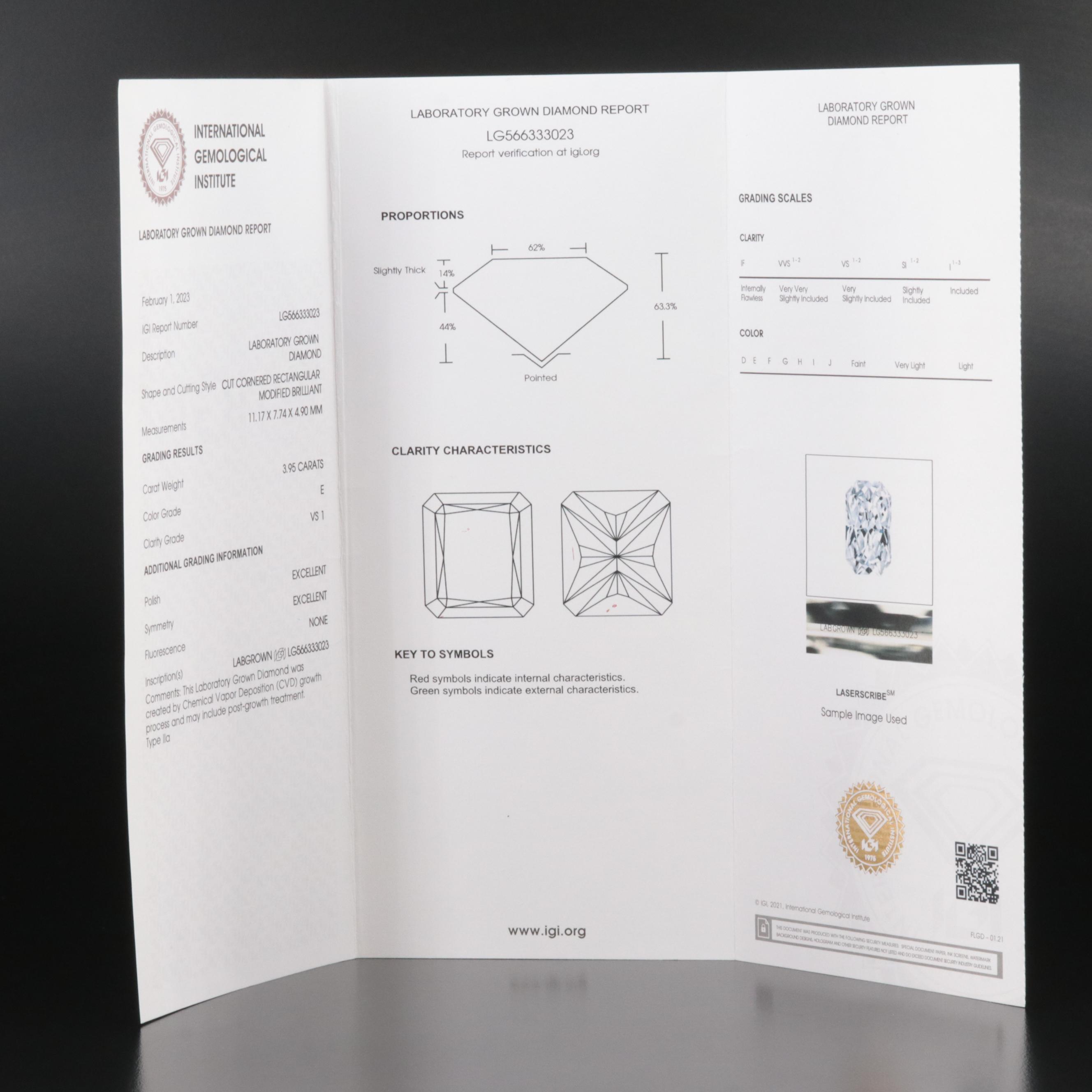 Loose 3.95 CT Lab Grown Diamond with IGI Report | Everything But The House