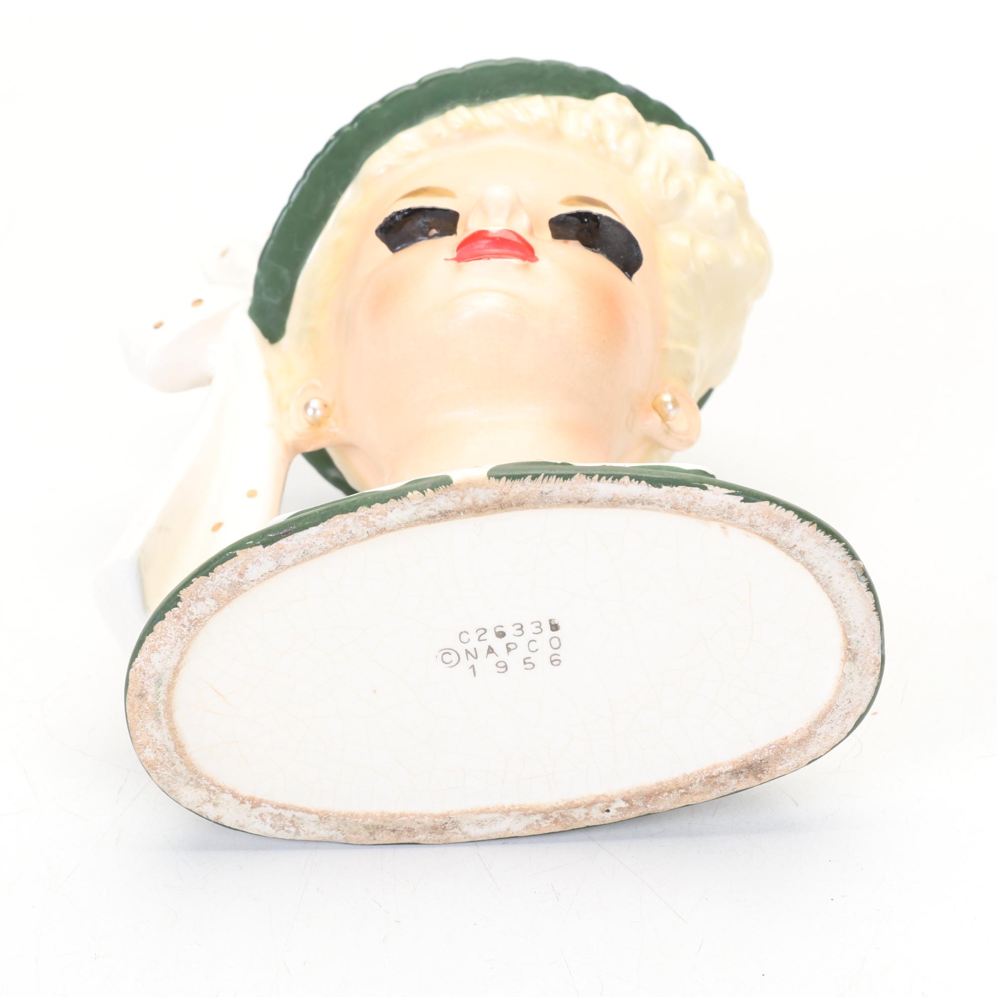 Napco Ceramic Lady Head Vases, 1950s | EBTH