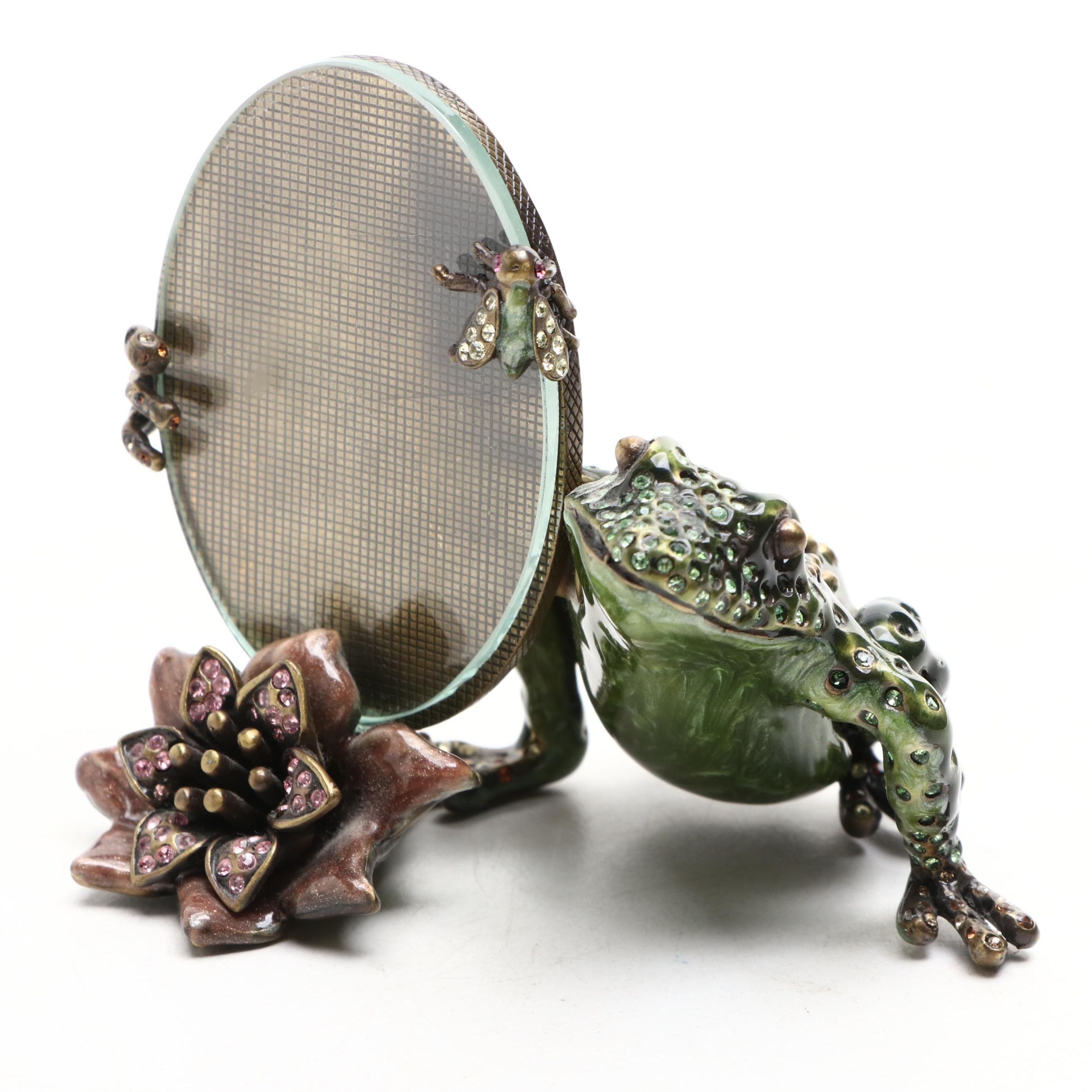 Jay Strongwater Enameled Metal Figural Frog Tabletop Picture Frame | EBTH