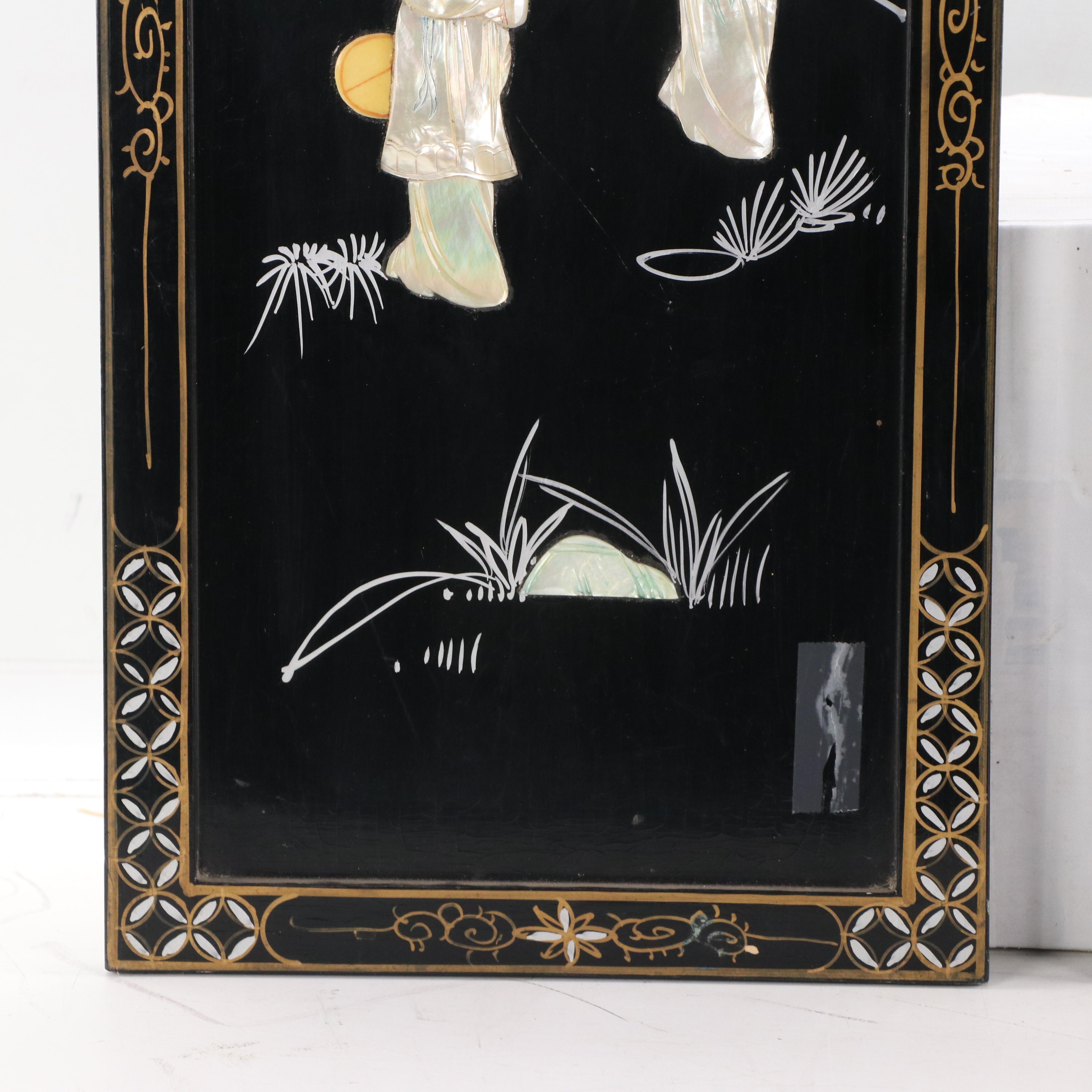 East Asian Lacquered and Hand-Painted Inlay Panels | EBTH