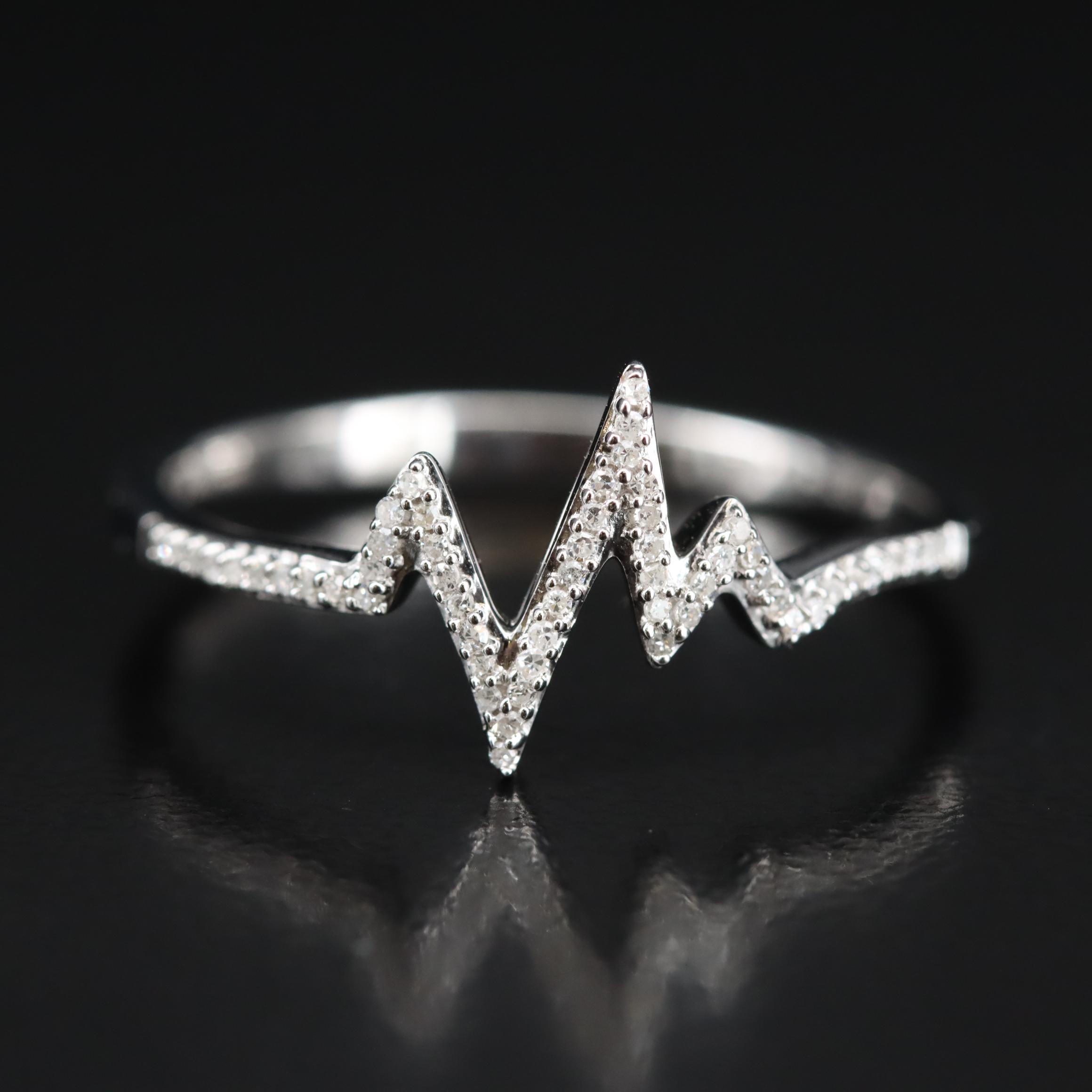 Sterling Diamond Heartbeat Ring | EBTH